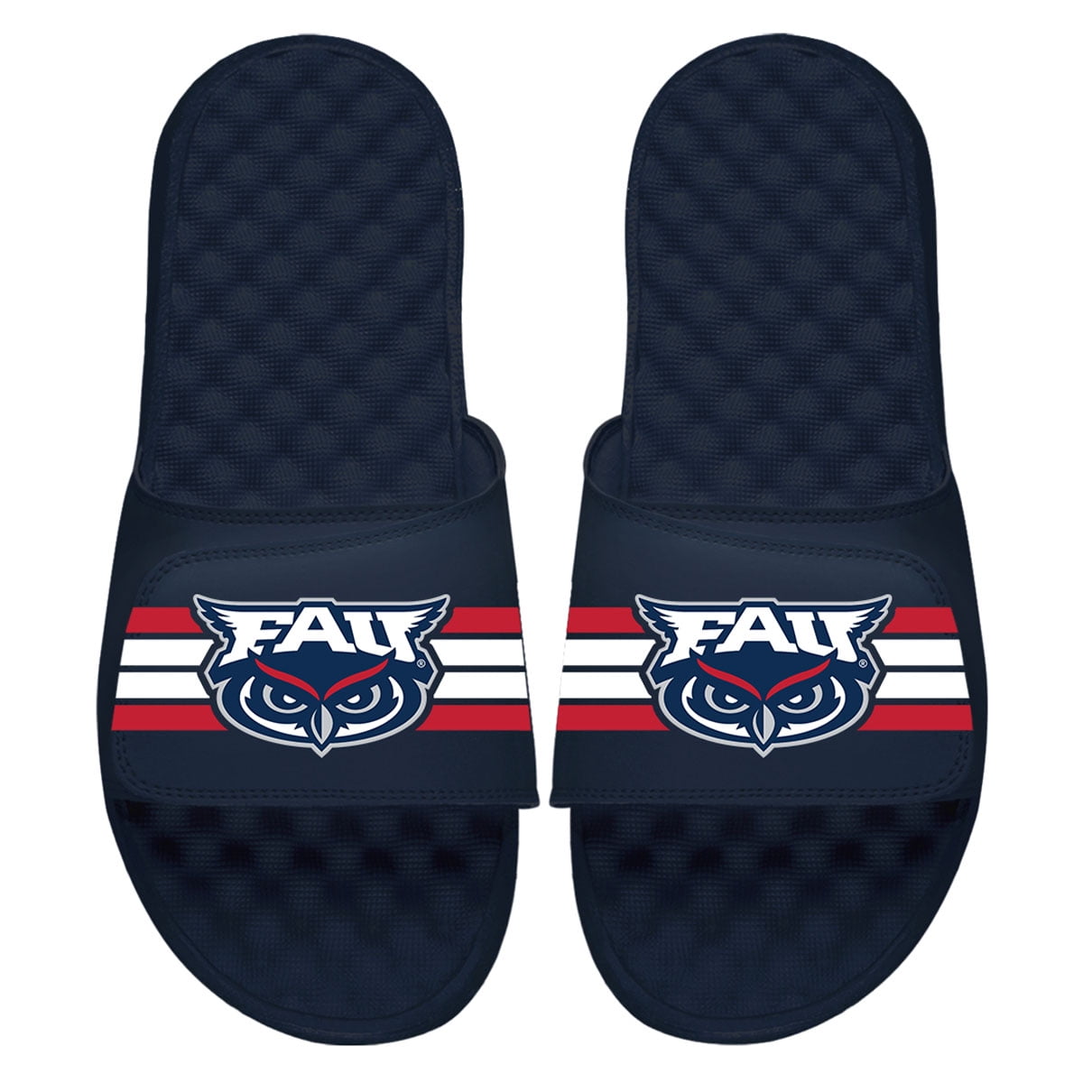 Men's ISlide Navy Florida Atlantic Owls Varsity Stripes Graphic Slide ...