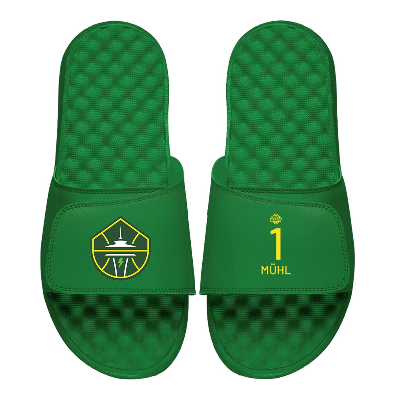 Men's ISlide Nika Muhl Green Seattle Storm Logo Split Slide Sandals ...