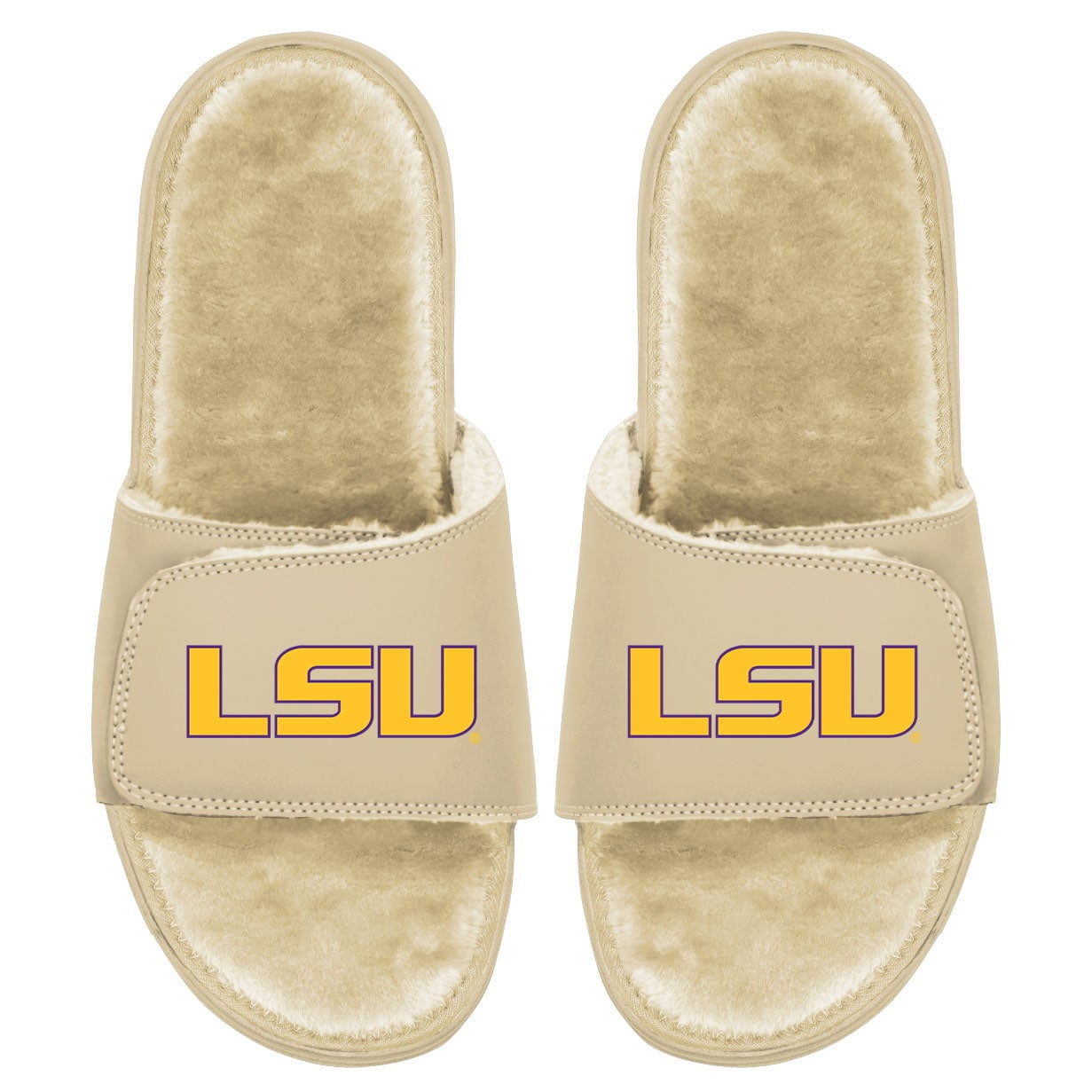 Men's ISlide Tan LSU Tigers Dune Faux Fur Slide Sandals - Walmart.com