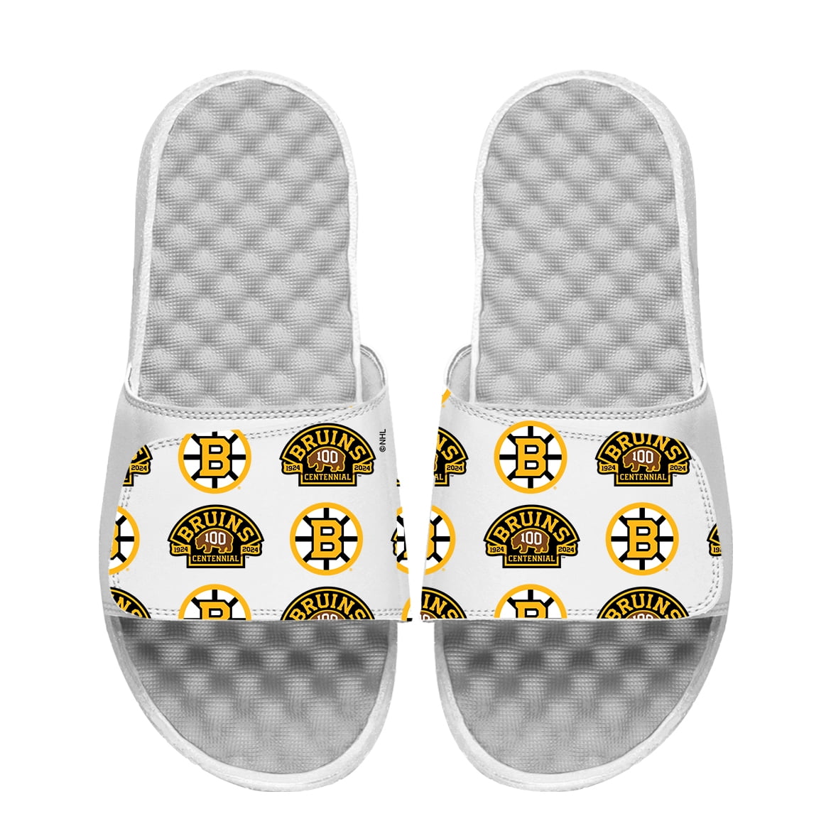 Men's ISlide White Boston Bruins Centennial Slide Sandals - Walmart.com