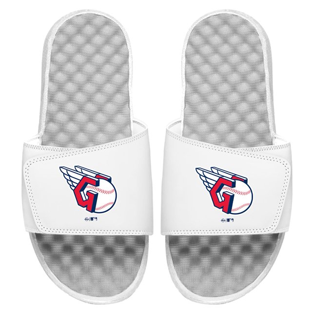 Men's ISlide White Cleveland Guardians Primary Logo Slide Sandals ...