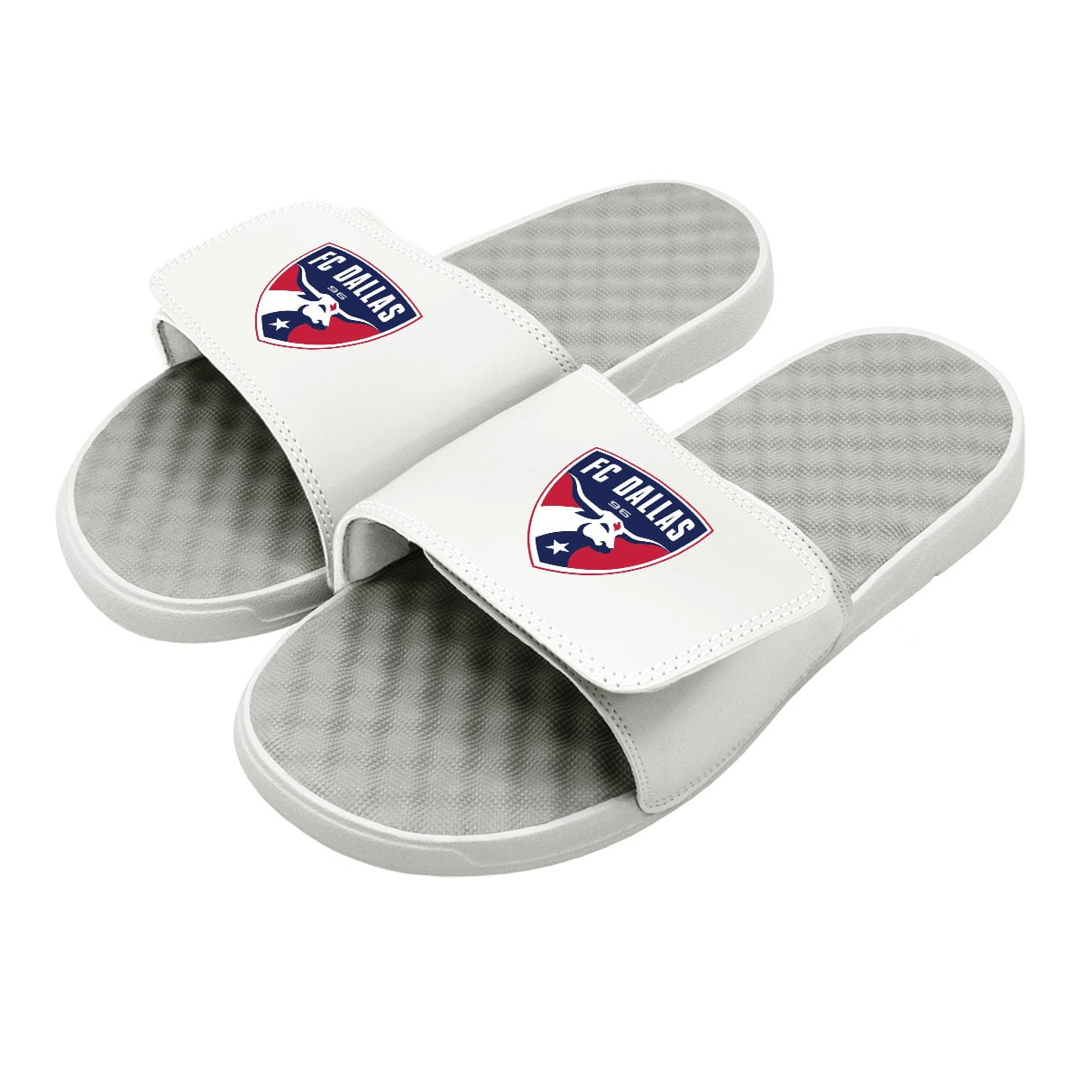 Men's ISlide White/Gray FC Dallas Primary Logo Slide Sandals - Walmart.com