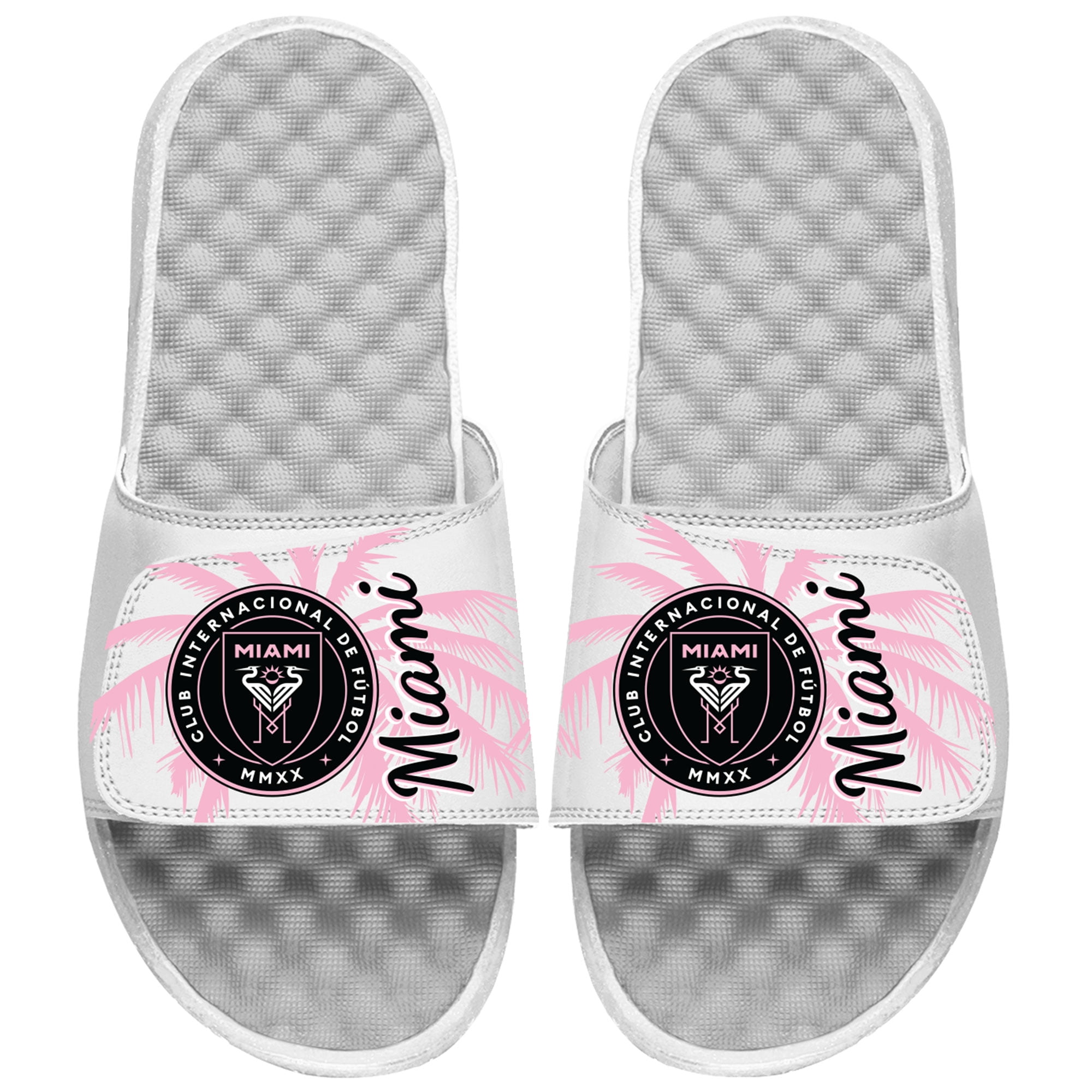 Men's ISlide White Inter Miami CF Tonal Palm Tree Slide Sandals ...