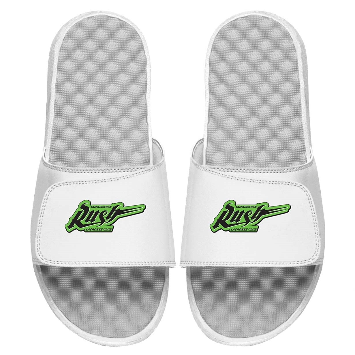 Men's ISlide White Saskatchewan Rush Primary Logo Slide Sandals ...