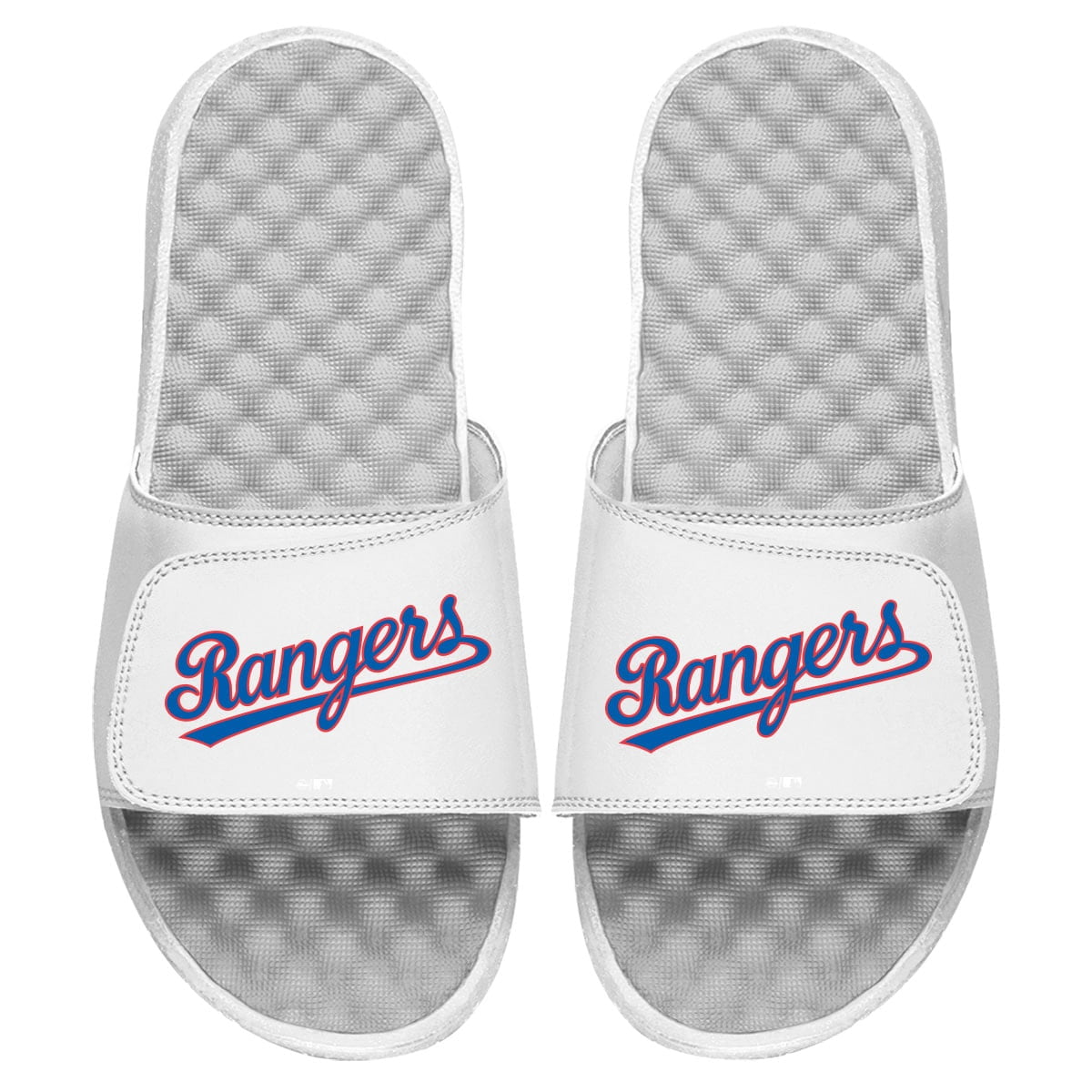 Men's ISlide White Texas Rangers Cooperstown Wordmark Logo Slide ...