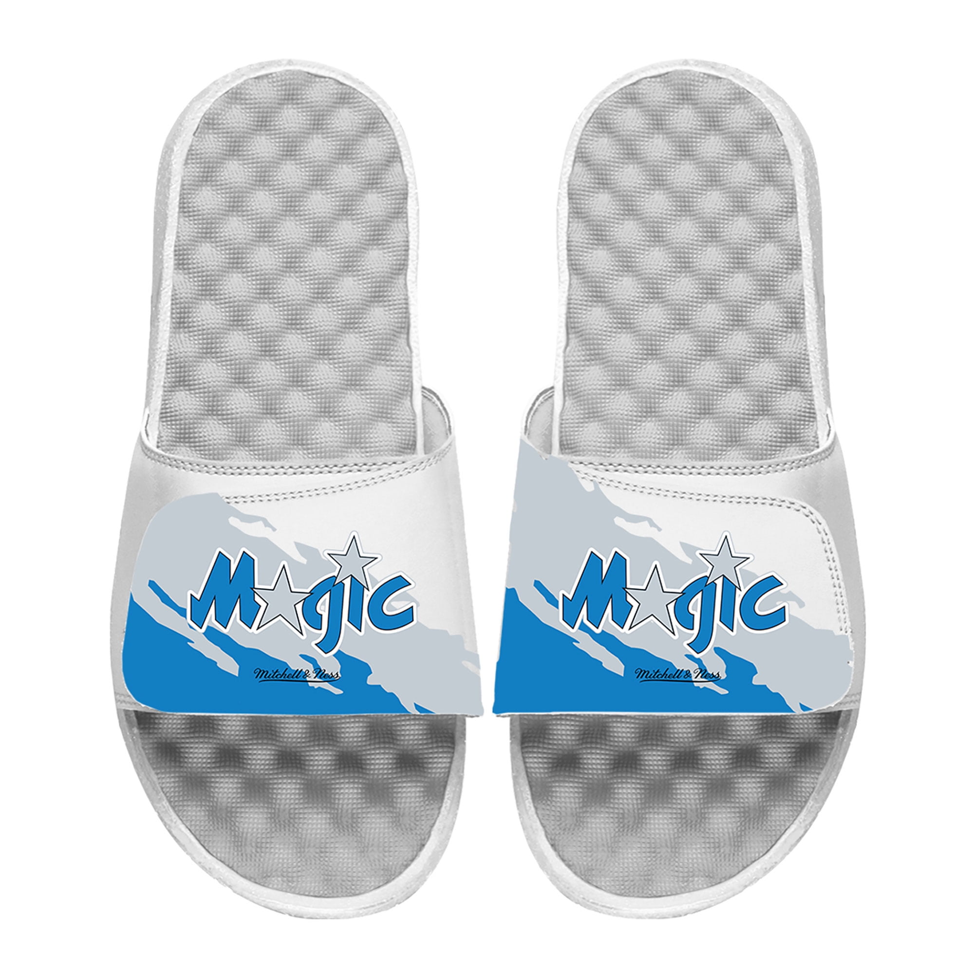 Men's ISlide x Mitchell & Ness White Orlando Magic Paint Stripe Slide ...