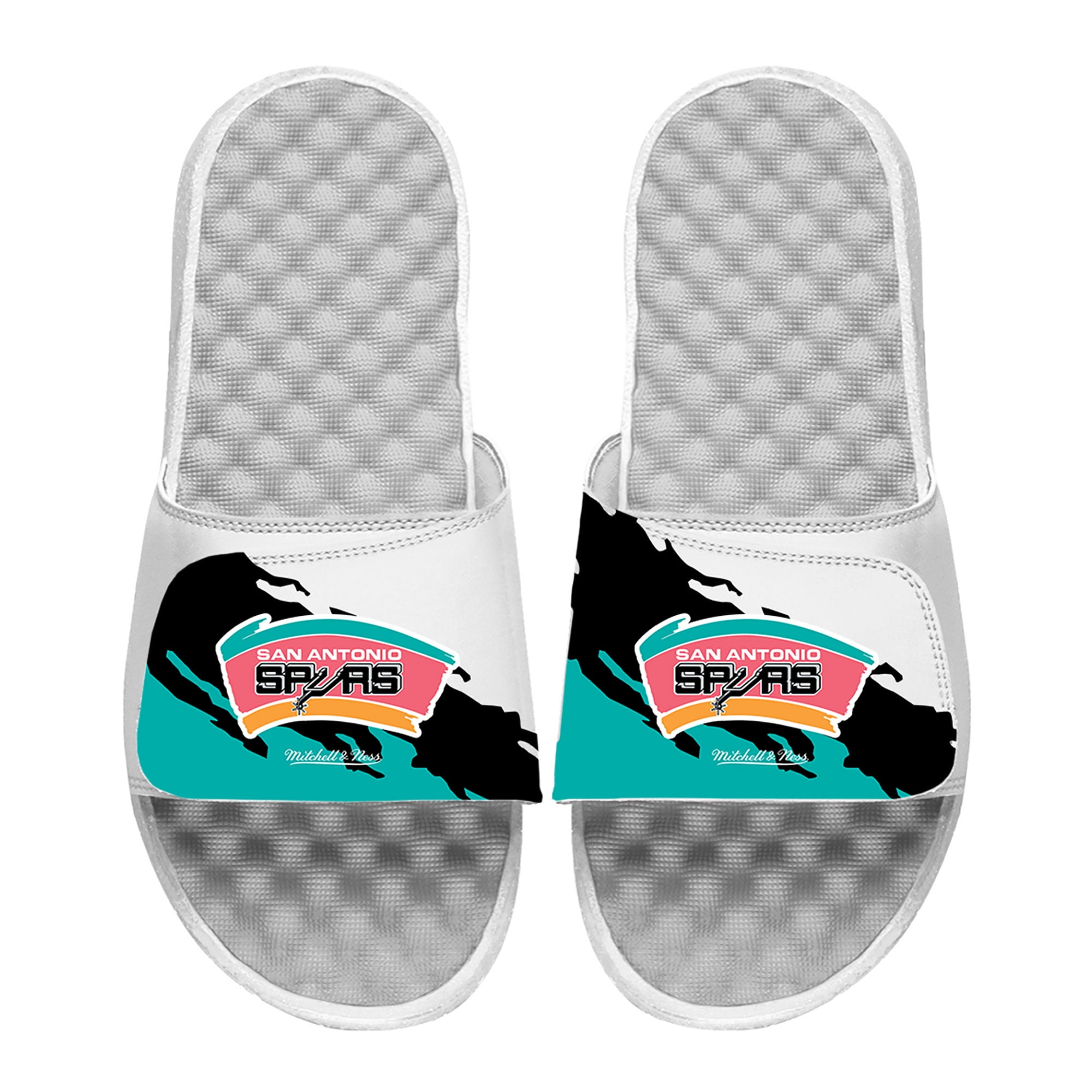 Men's ISlide x Mitchell & Ness White San Antonio Spurs Paint Stripe ...