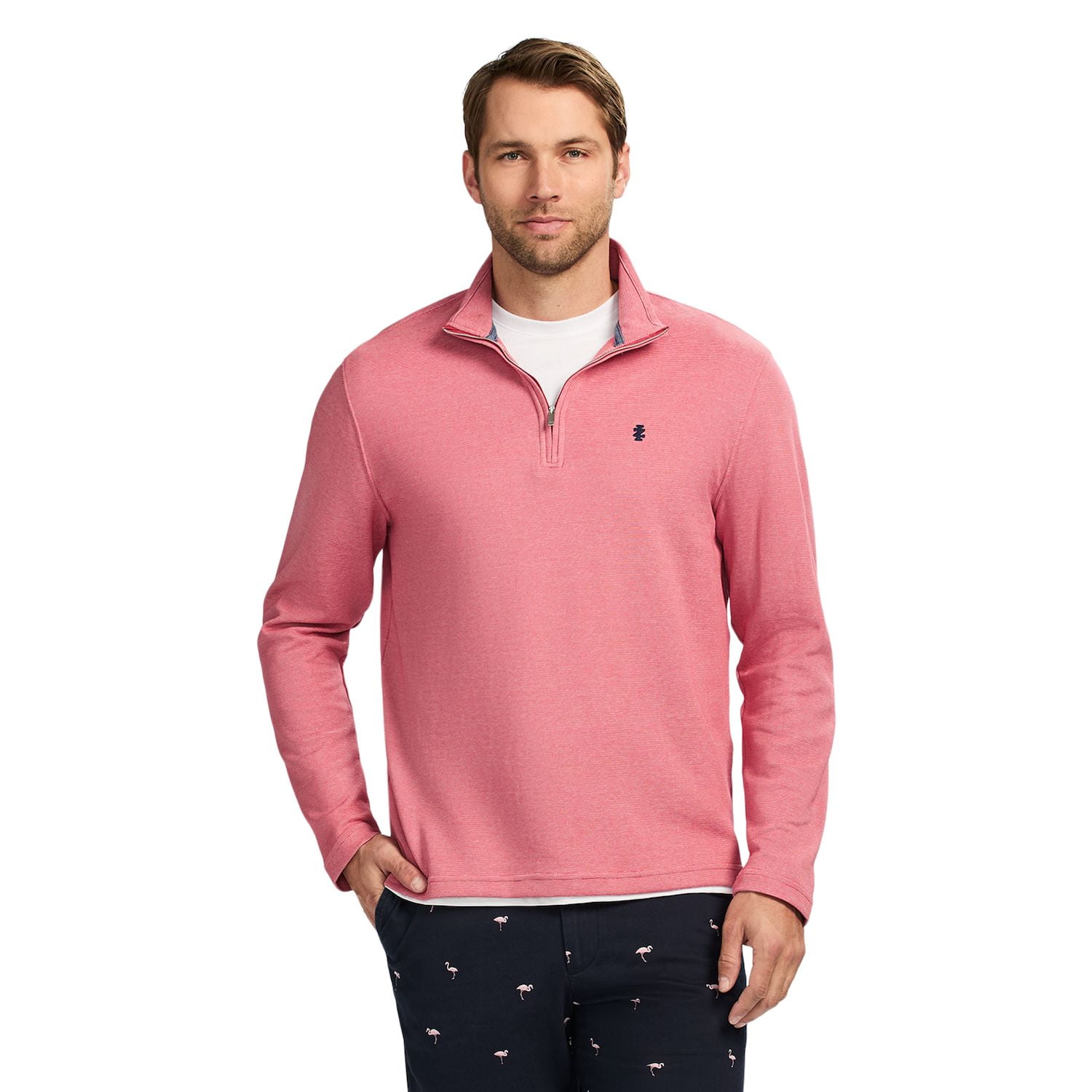 Men's IZOD 1/4-Zip Long Sleeve Sweatshirt Color: Holly Berry Size: S ...