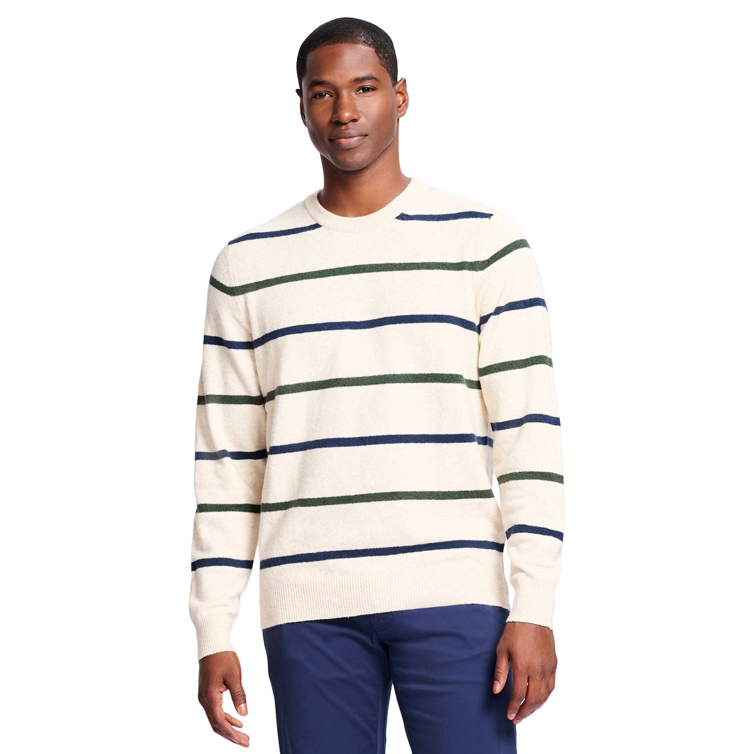 Men's IZOD Classic Crewneck Sweater Color: Rock Heather Stripe Size: L ...