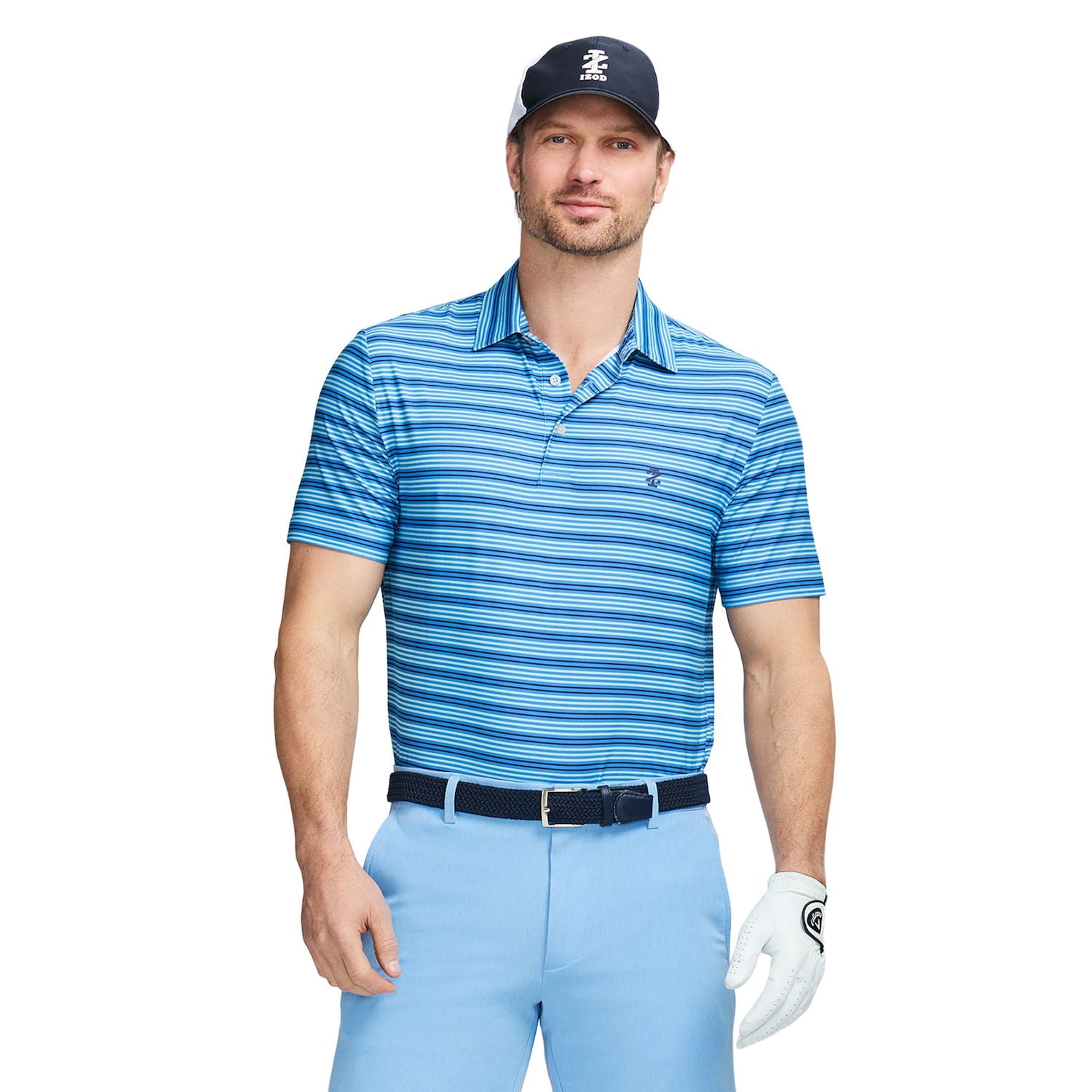 Men's IZOD Golf Swingflex Elite Short Sleeve Polo Shirt Color: Regatta Stripe Size: XXL ...