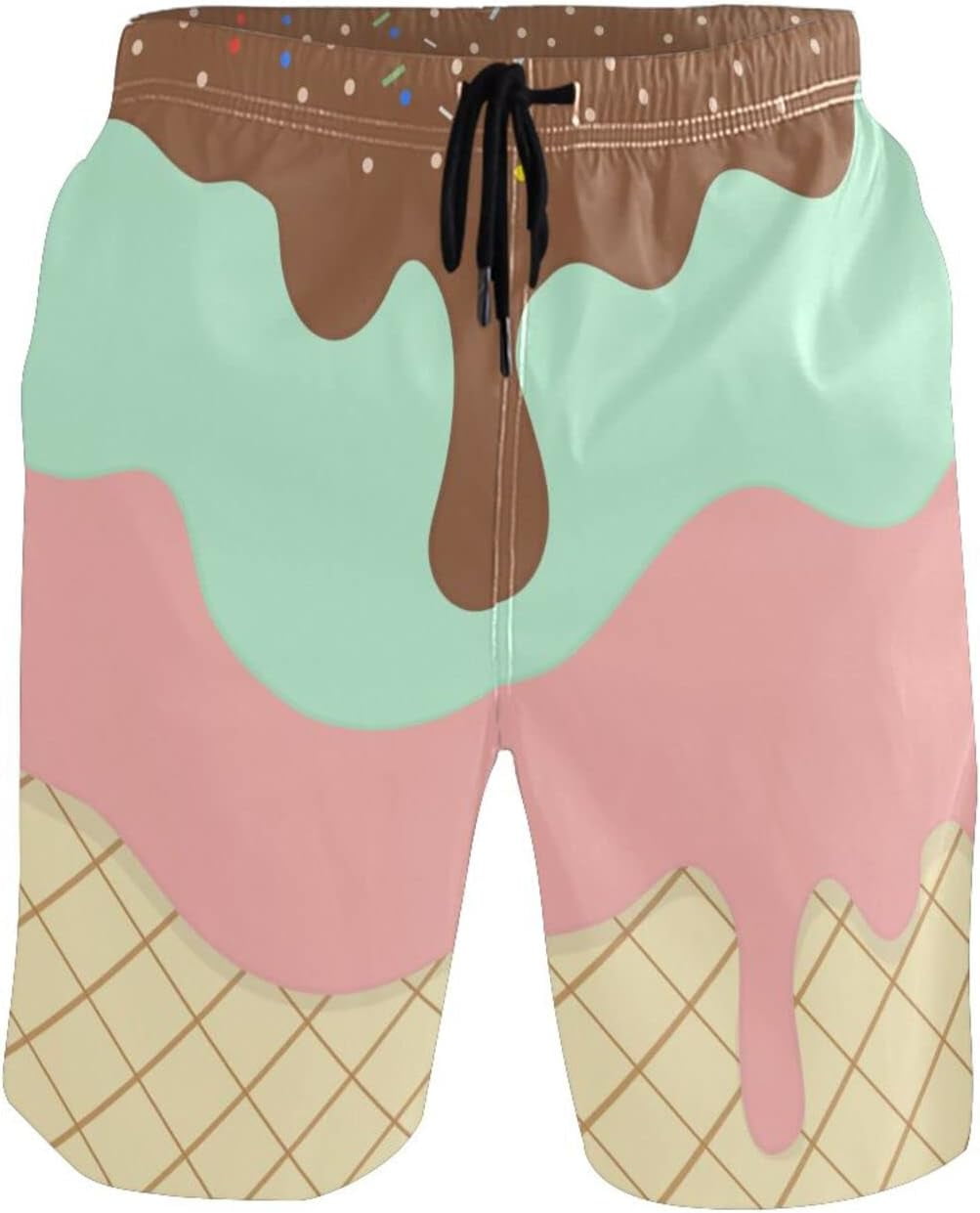 Men's Ice Cream Cone Texture Beach Shorts Summer Swim Trunks Sports ...