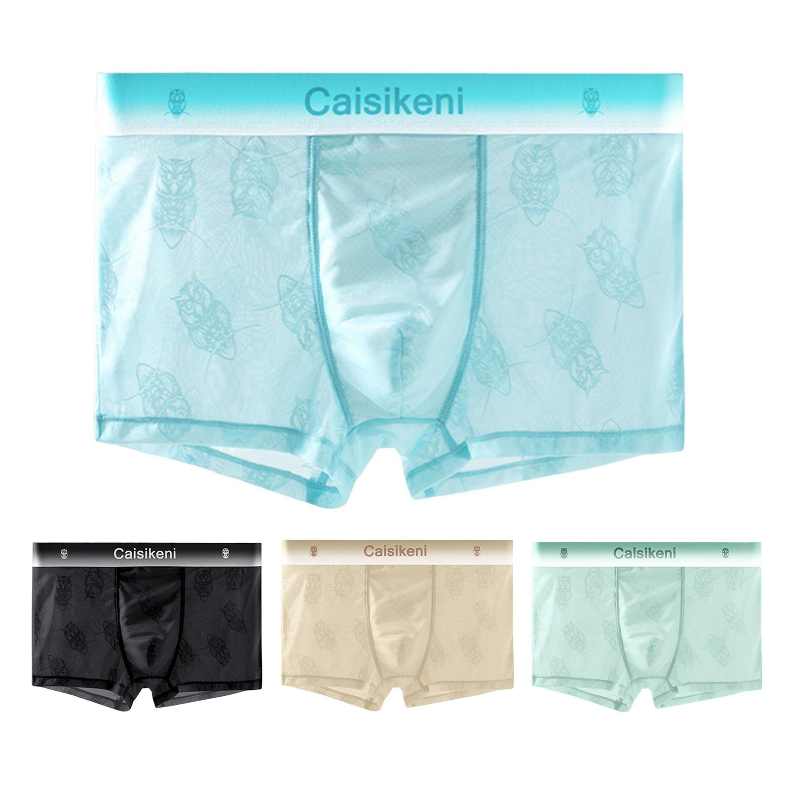 Men's Ice Silk Boxer Briefs See Through Sheer Underwear Stretch ...