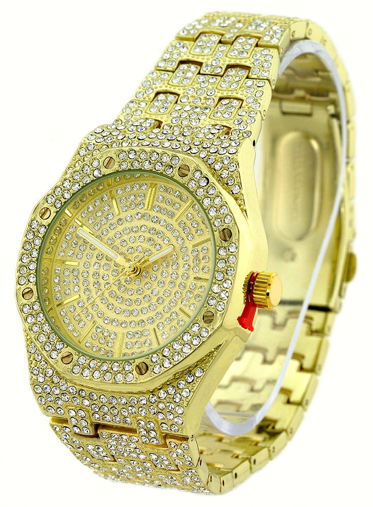 Men's Ice out gold tone clubbing watch - Walmart.com