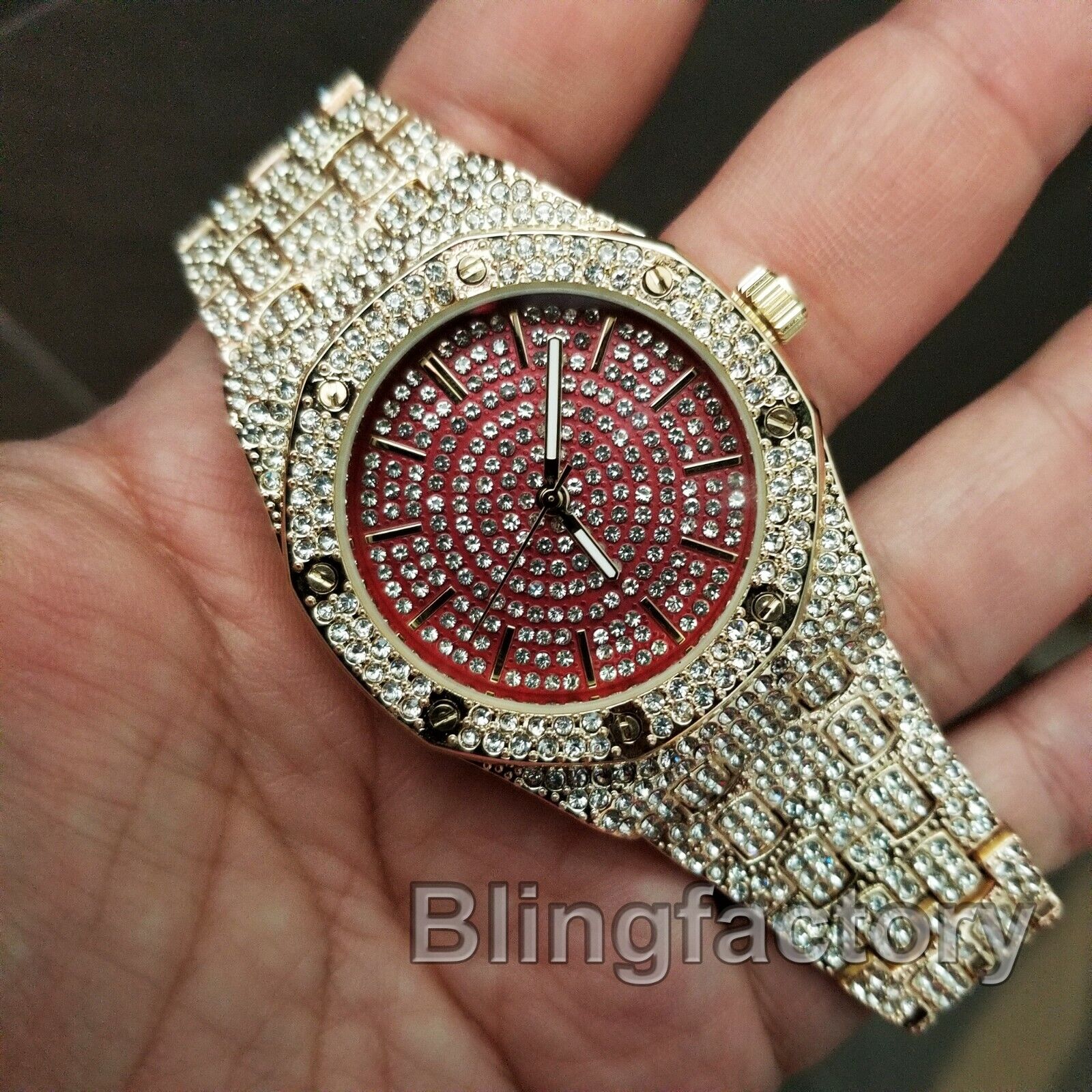 Men's Iced Luxury Rapper's Lab Diamond Metal Band Dress Clubbing wrist ...