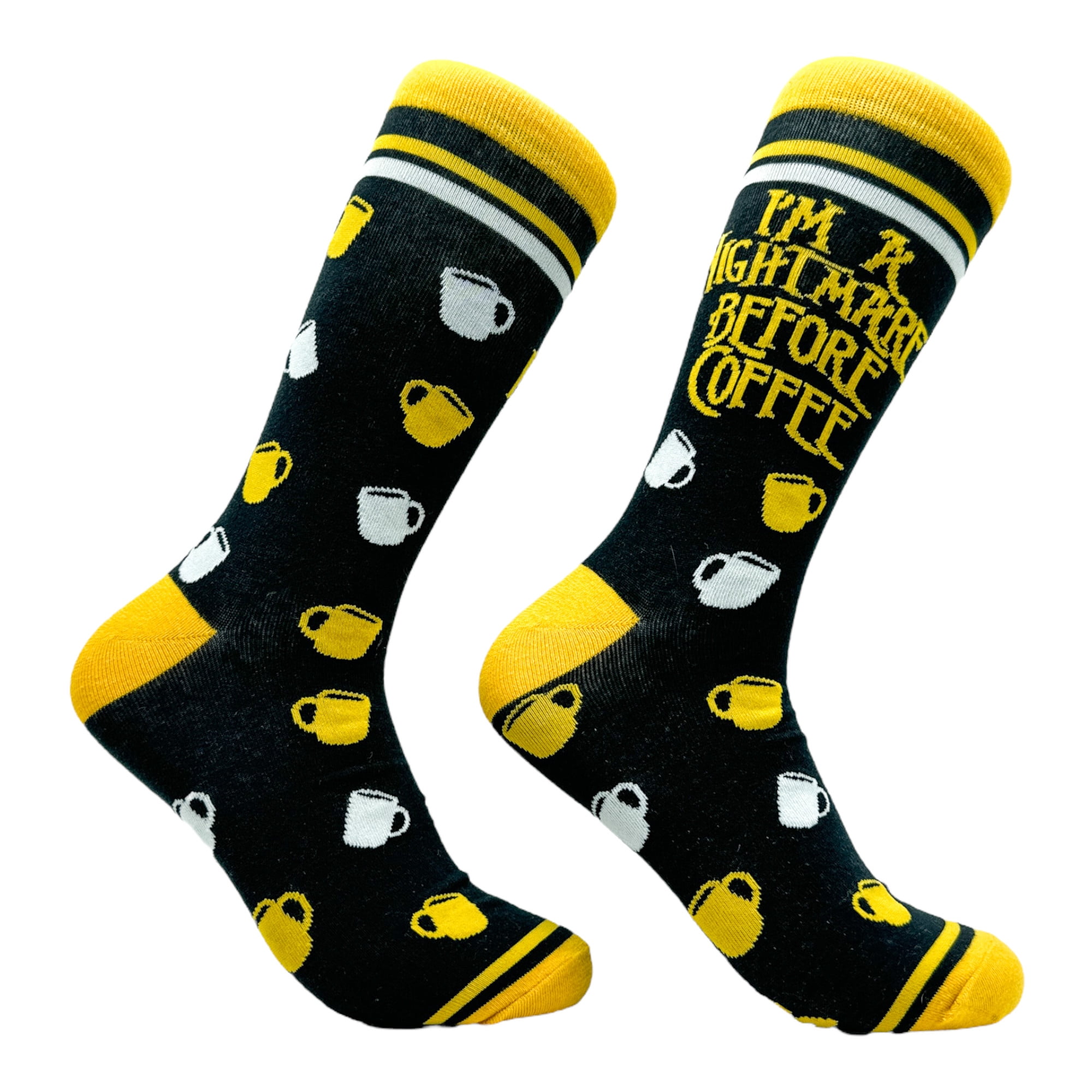Men's Im A Nightmare Before Coffee Socks Funny Christmas Caffeine ...