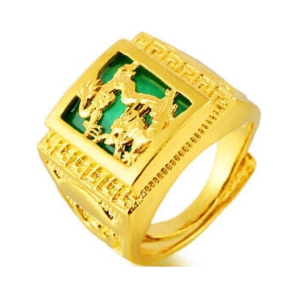 Men's Inlaid jade dragon pattern 23K 24K THAI BAHT YELLOW GOLD Plated ...