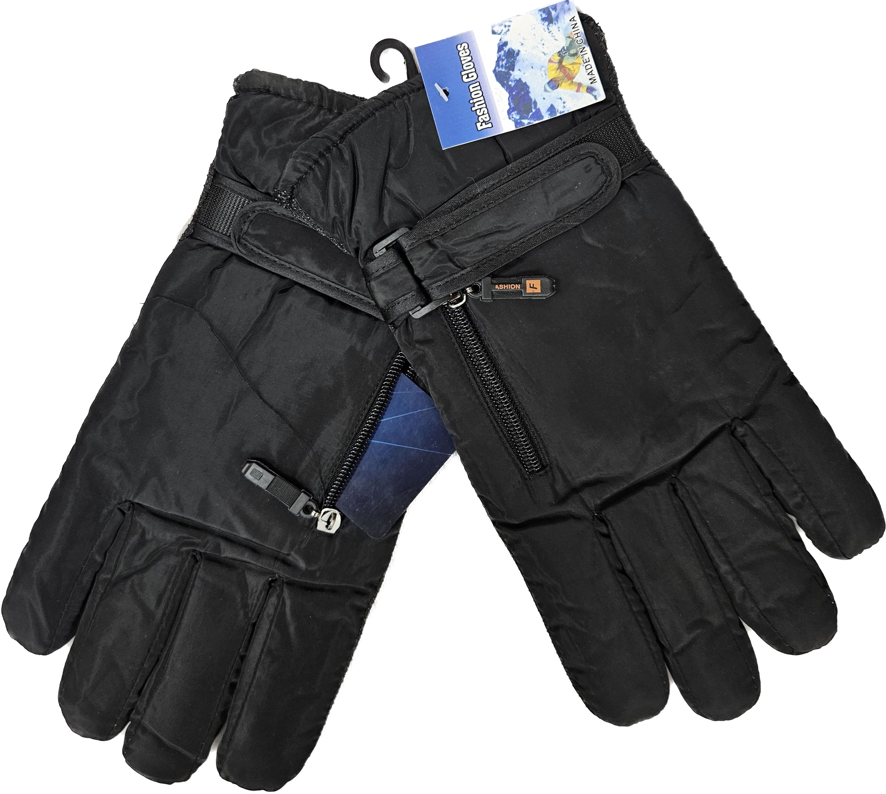 Men's Insulated Winter Ski Gloves, Water-Resistant Zipper Pocket ...