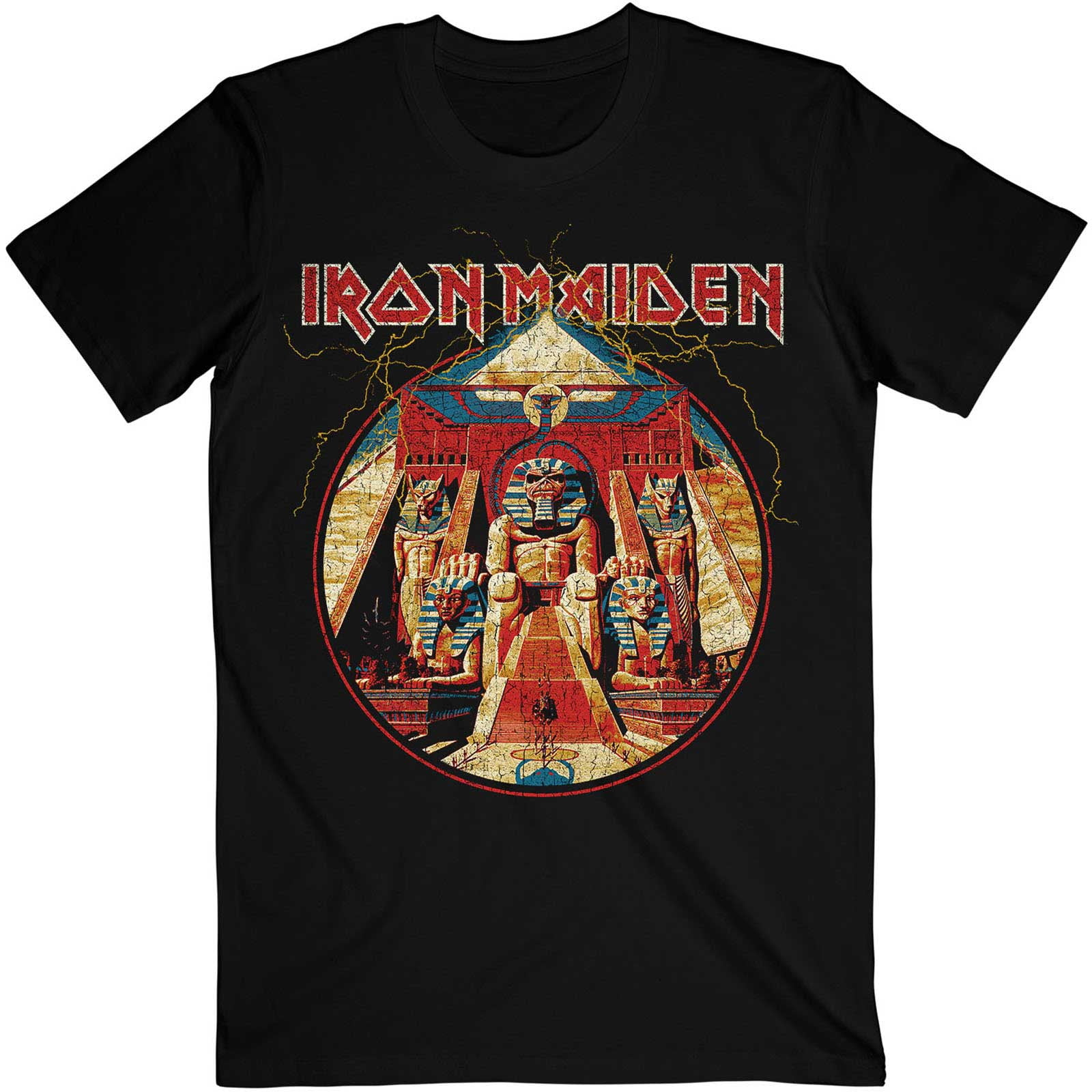 Iron Maiden Men's Powerslave Lightning Circle T-Shirt X-Large ...