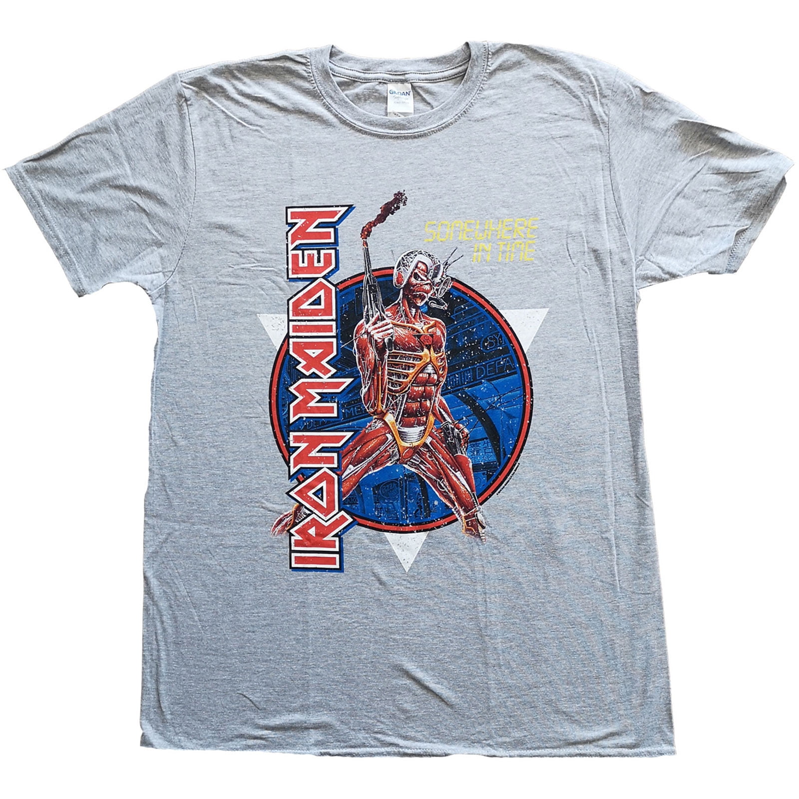 Men's Iron Maiden Somewhere In Time Slim Fit T-shirt Medium Grey ...