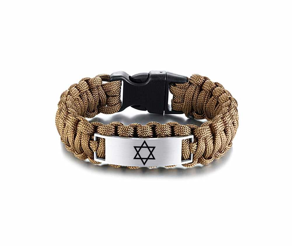 Men's Israeli & Jewish Jewelry - Handmade Survival Paracord Star of David Cuff Bracelet ...