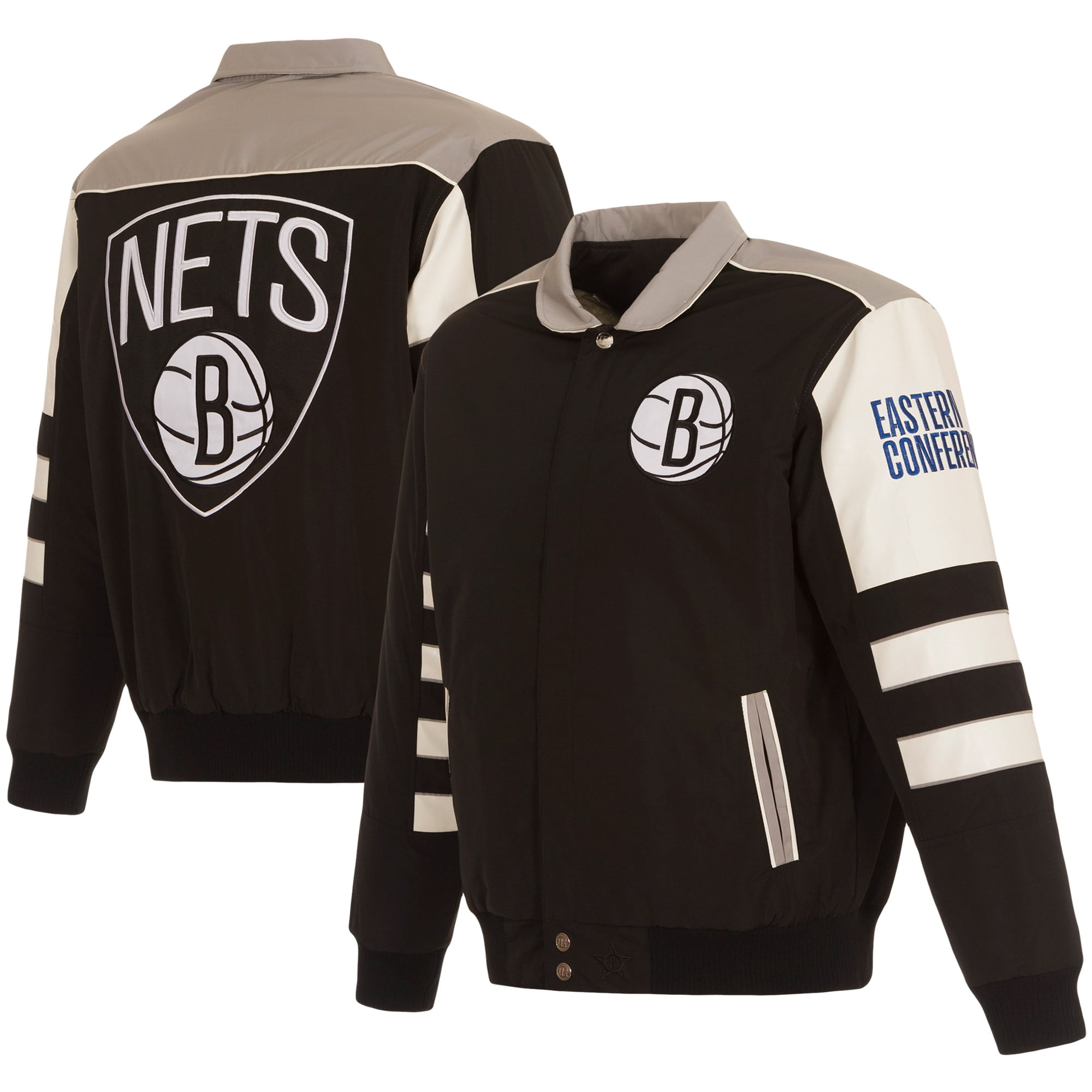 Men's JH Design Black Brooklyn Nets Stripe Colorblock Nylon Reversible ...