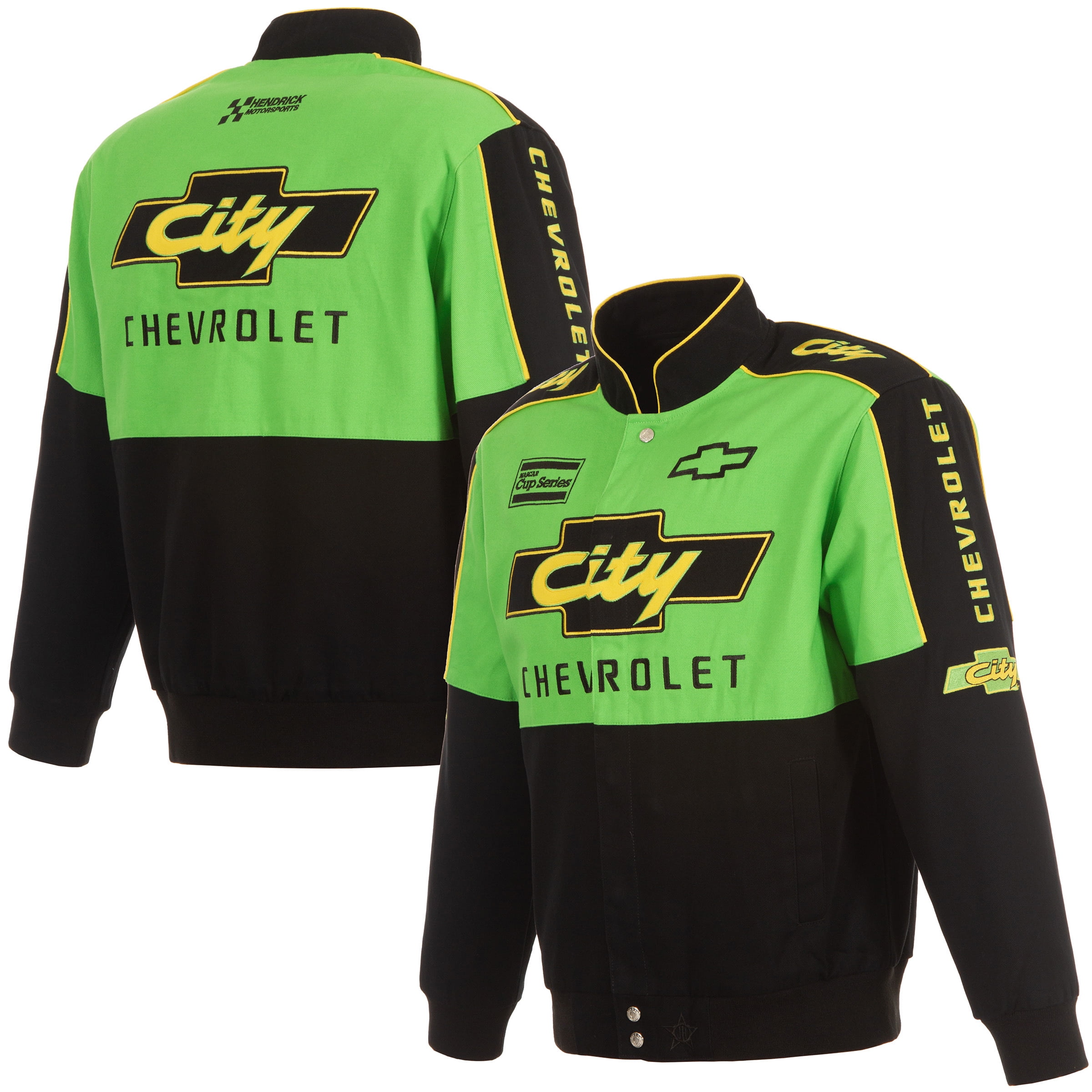 Men's JH Design Black/Green NASCAR City Chevrolet Legend Full-Snap ...