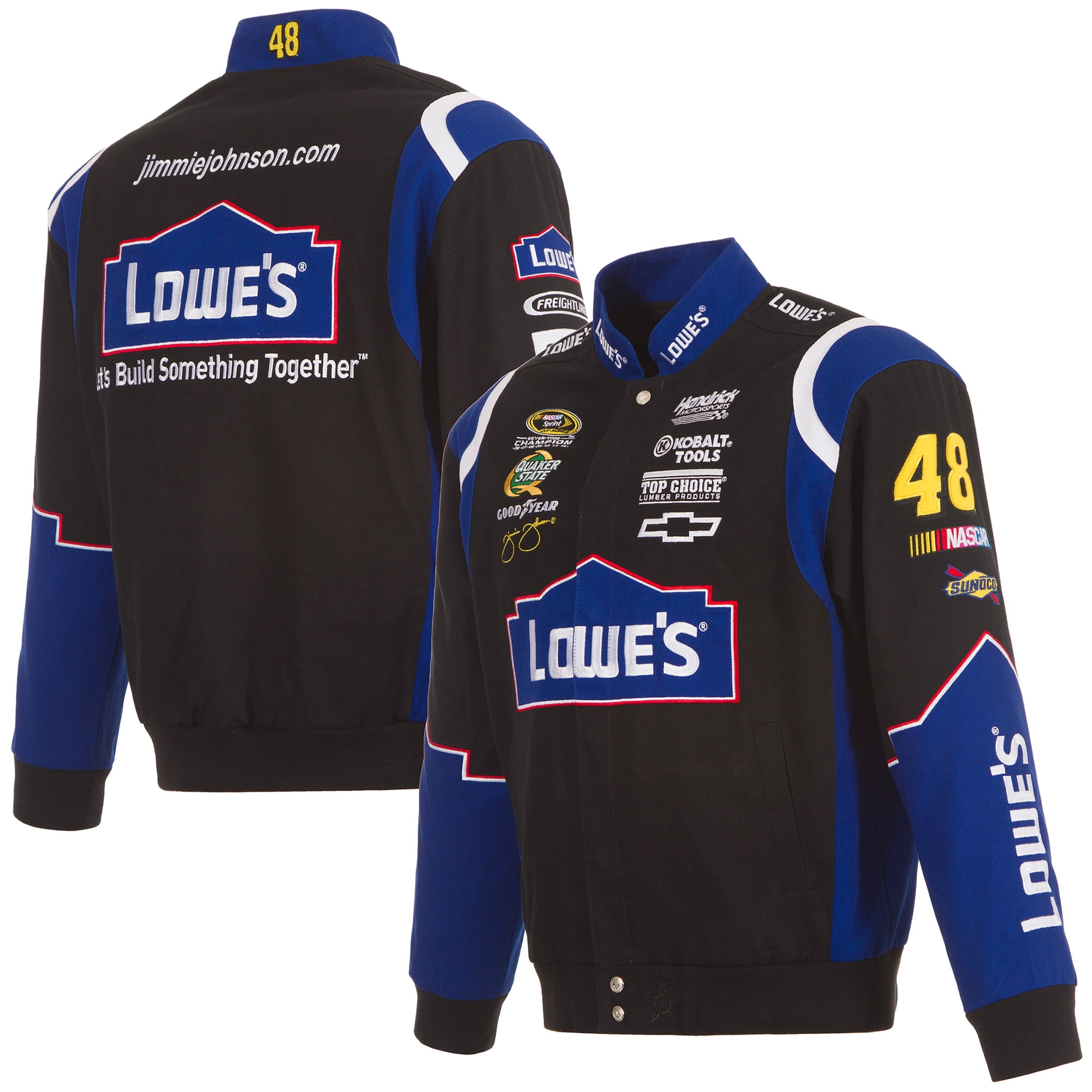Men's JH Design Black Jimmie Johnson Lowe's Twill Driver Uniform Full ...