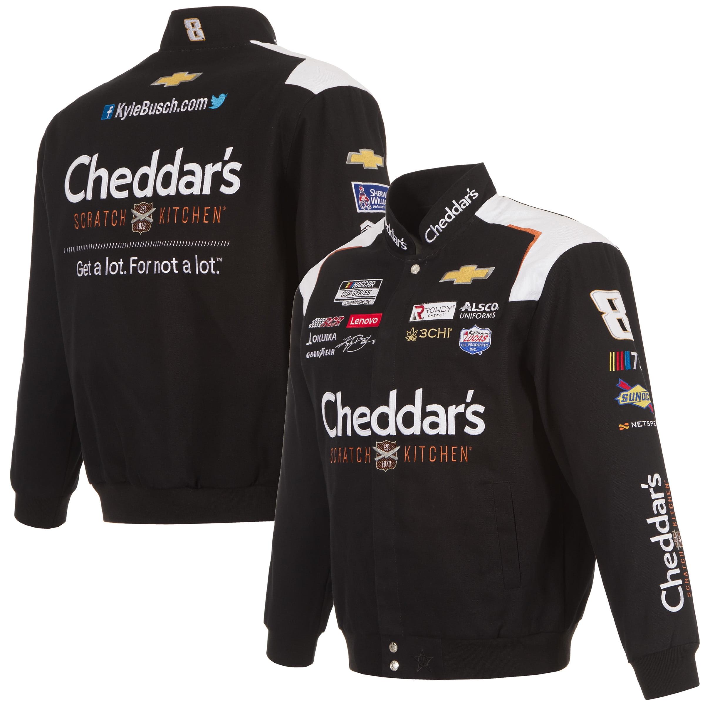Men's JH Design Black Kyle Busch Cheddar's Twill Uniform Full-Snap ...
