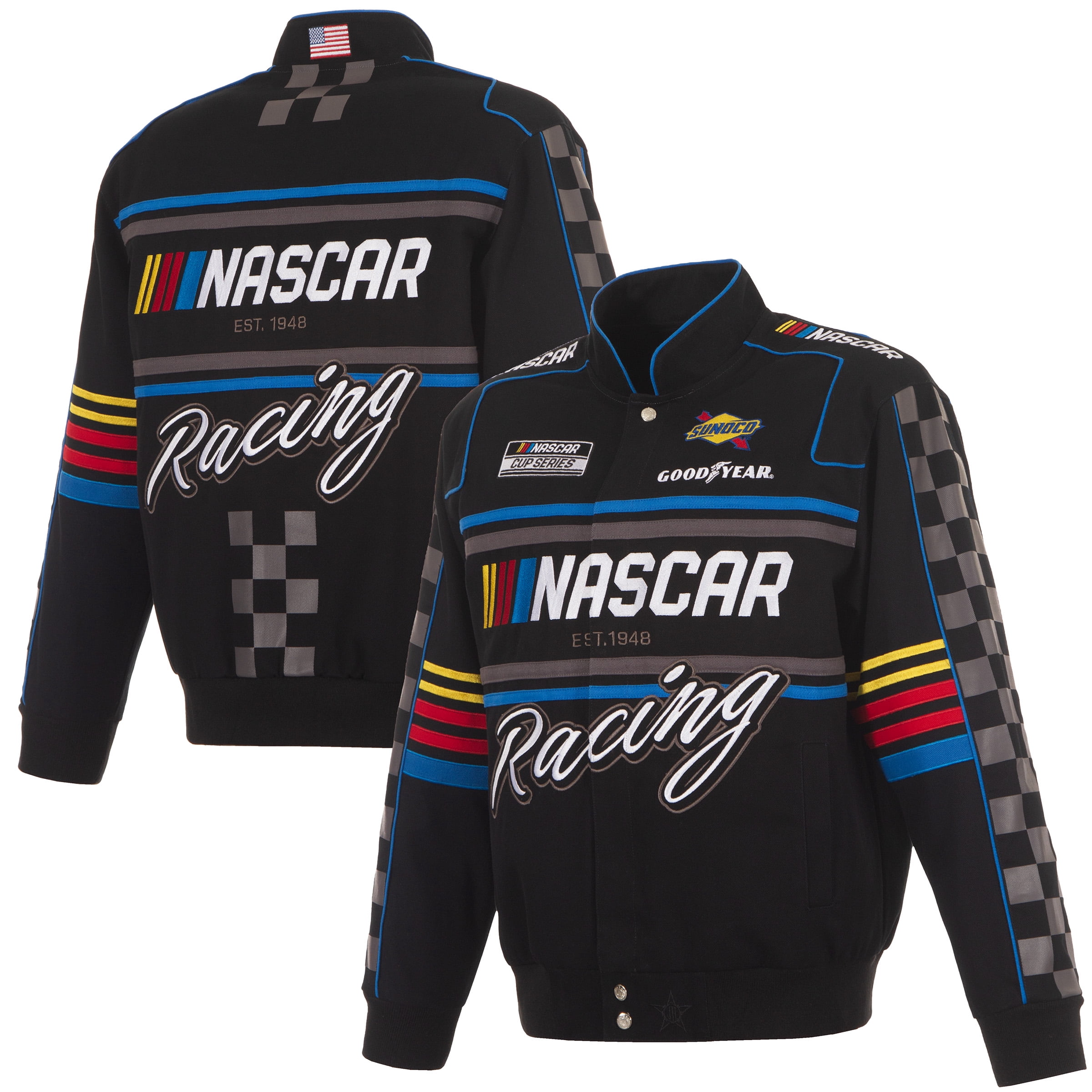 Men's JH Design Black NASCAR Full-Snap Twill Uniform Jacket - Walmart.com