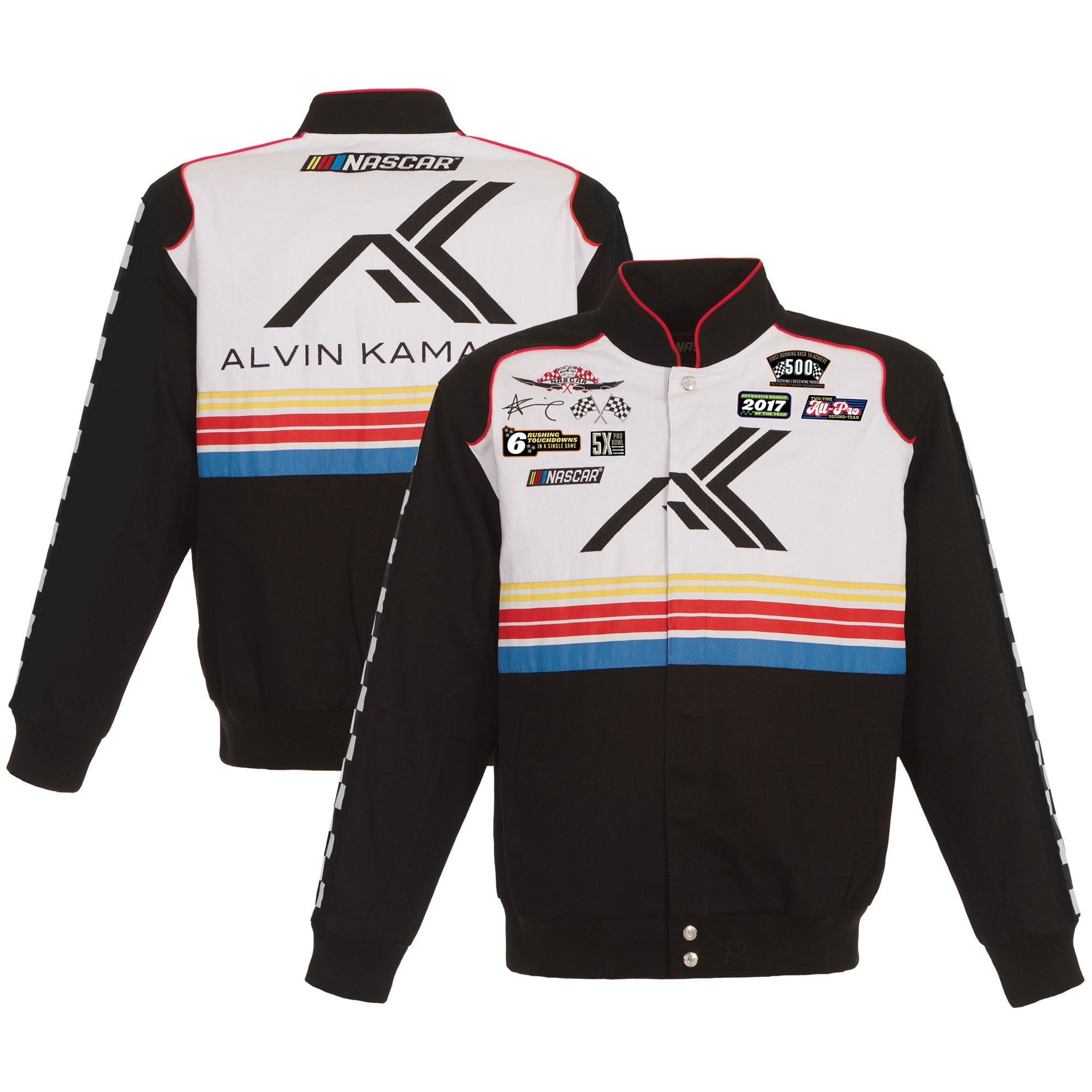 Men's JH Design Black/White NASCAR x Alvin Kamara Logo Full-Snap Twill ...