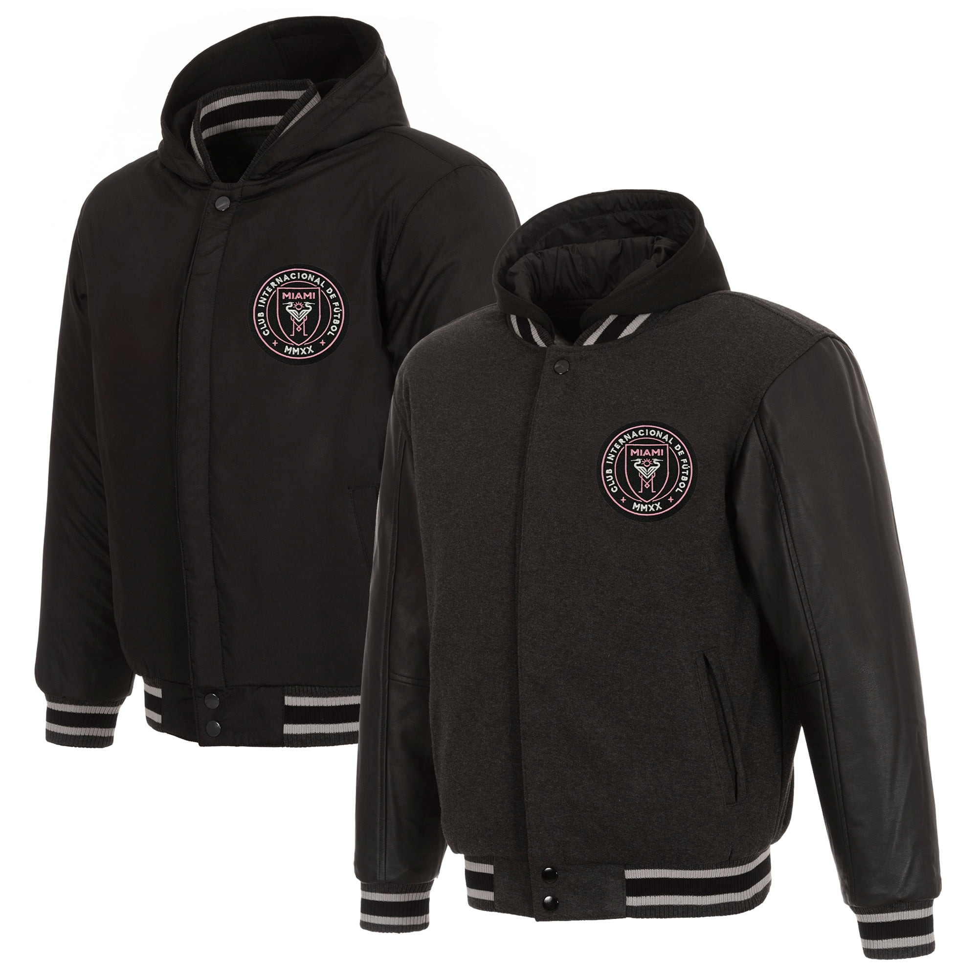 Men's JH Design Charcoal/Black Inter Miami CF Reversible Hooded Full ...