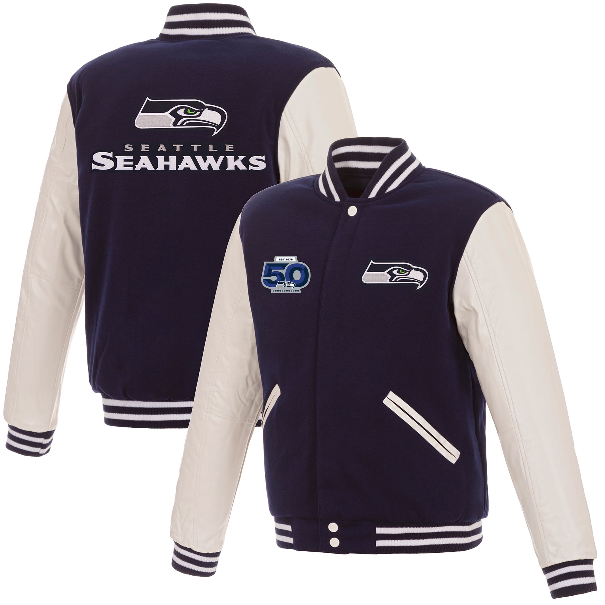 Men's JH Design College Navy Seattle Seahawks 50th Season Reversible ...