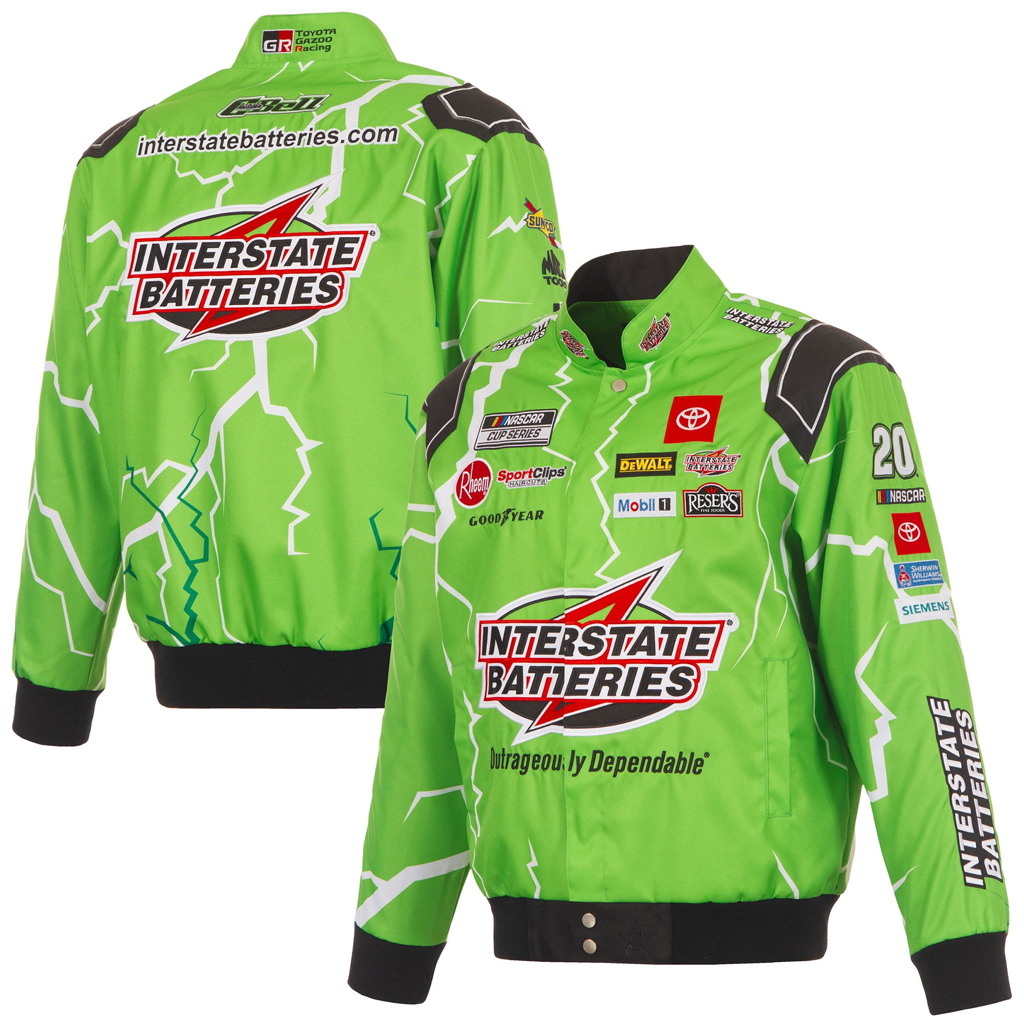 Men's JH Design Green Christopher Bell Interstate Batteries Full-Snap ...