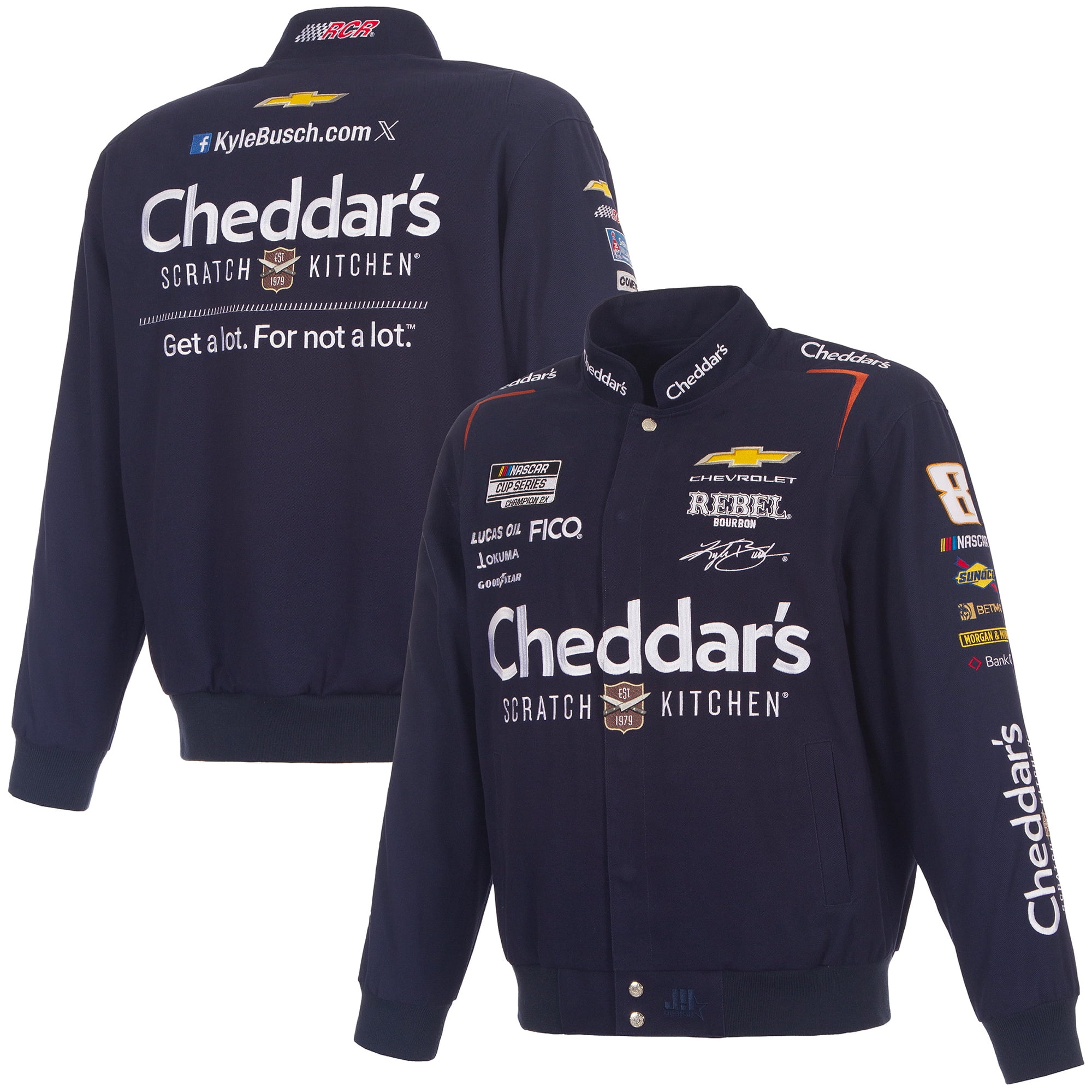 Men's JH Design Navy Kyle Busch 2026 Cheddars Full-Snap Twill Racing ...