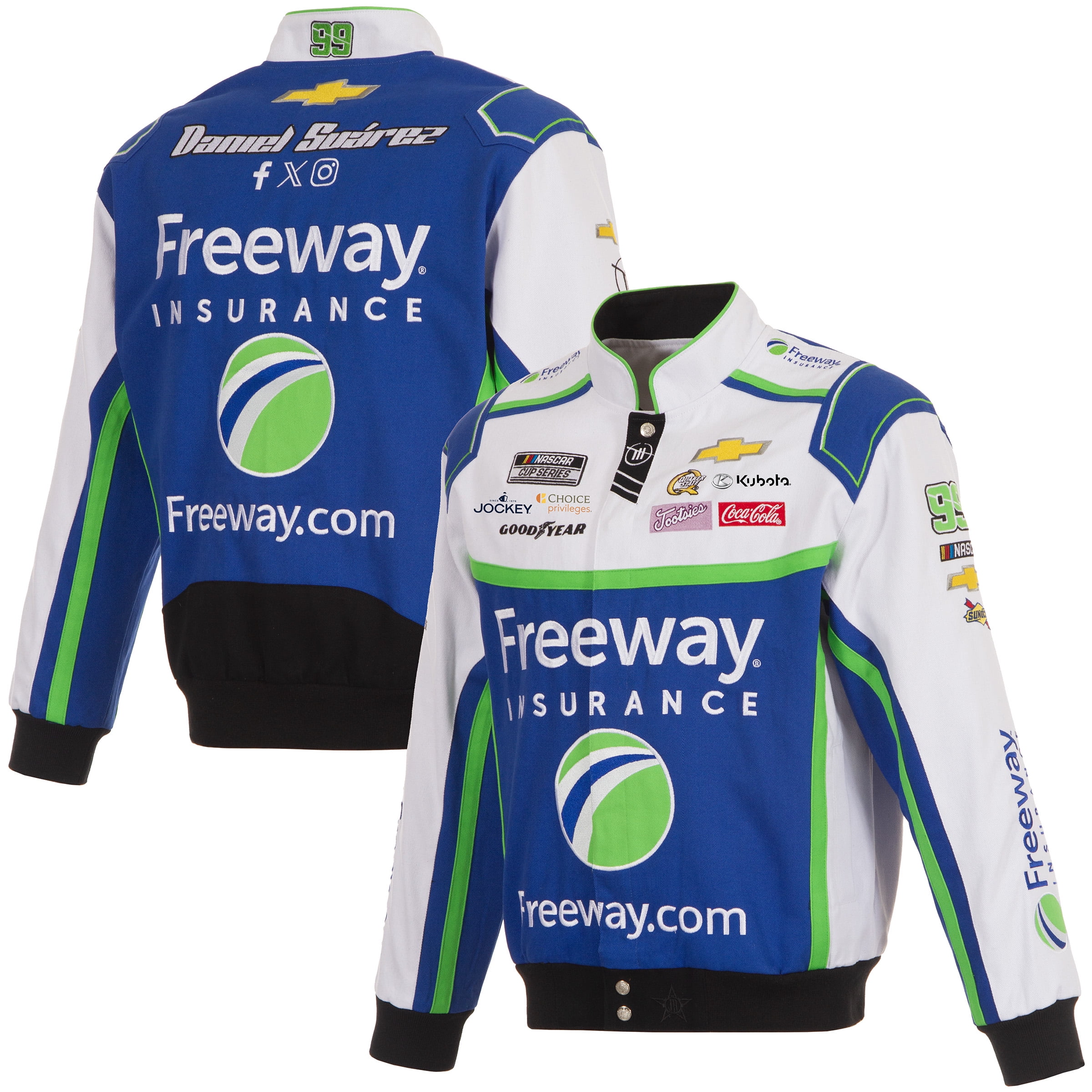 Men's JH Design Royal/White Daniel Suarez Freeway Insurance Full-Snap ...