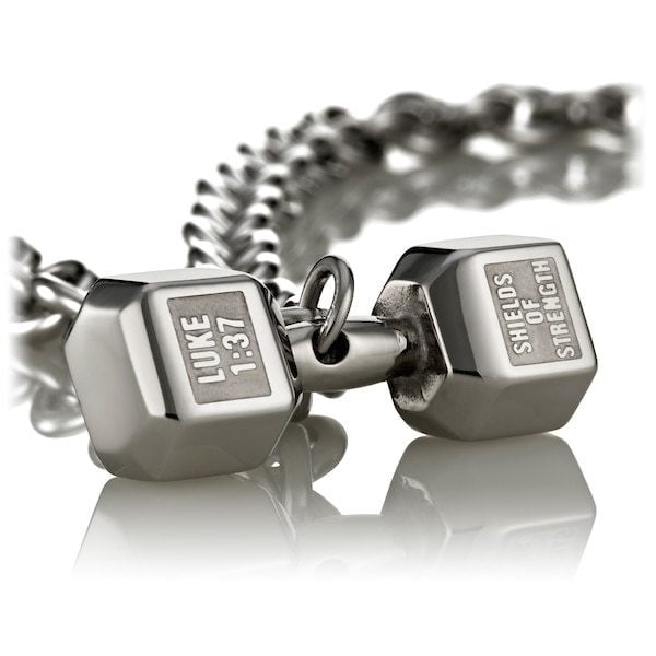 Men's JUMBO Dumbbell on Linked Chain Necklace-Luke 1:37 by Shields of ...