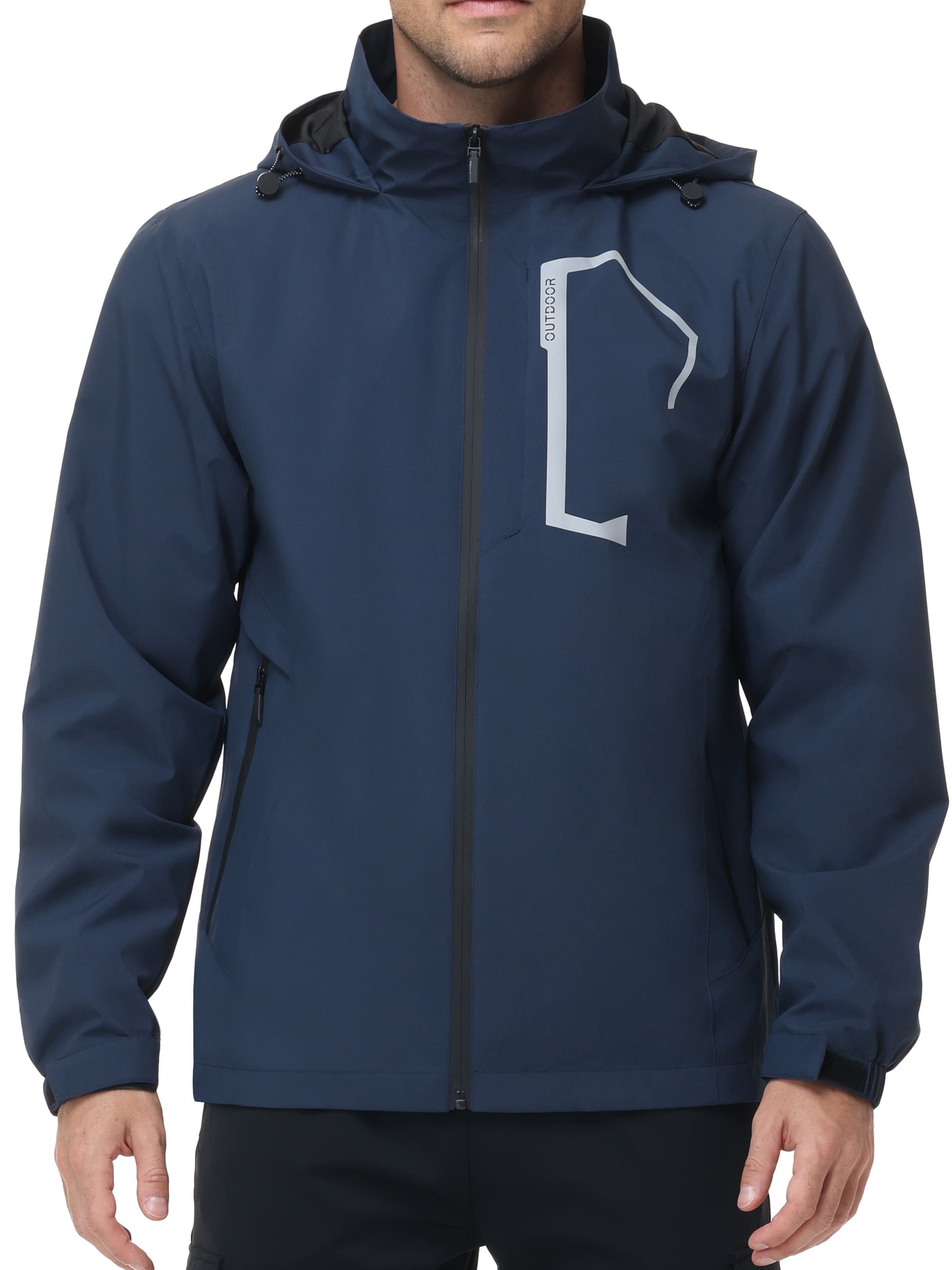 Men's Jacket Lightweight Waterproof Hooded Rain Jacket Outdoor Raincoat ...