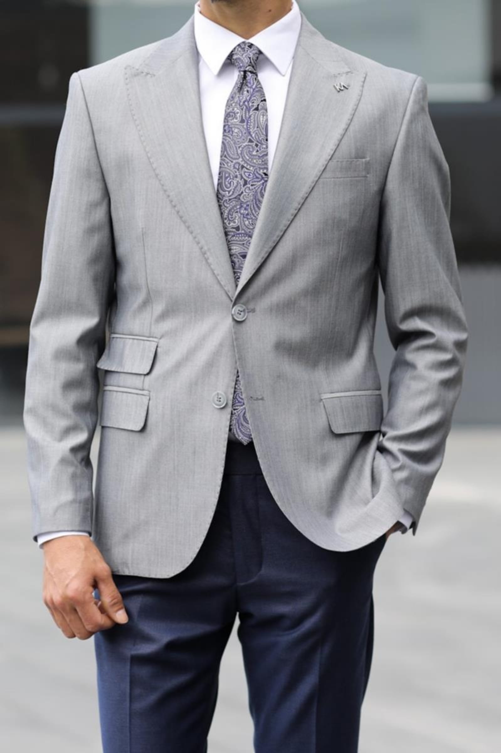 Men's Jacket, Slim Fit Wool Stylish Handmade Classic Design Grey Jacket ...