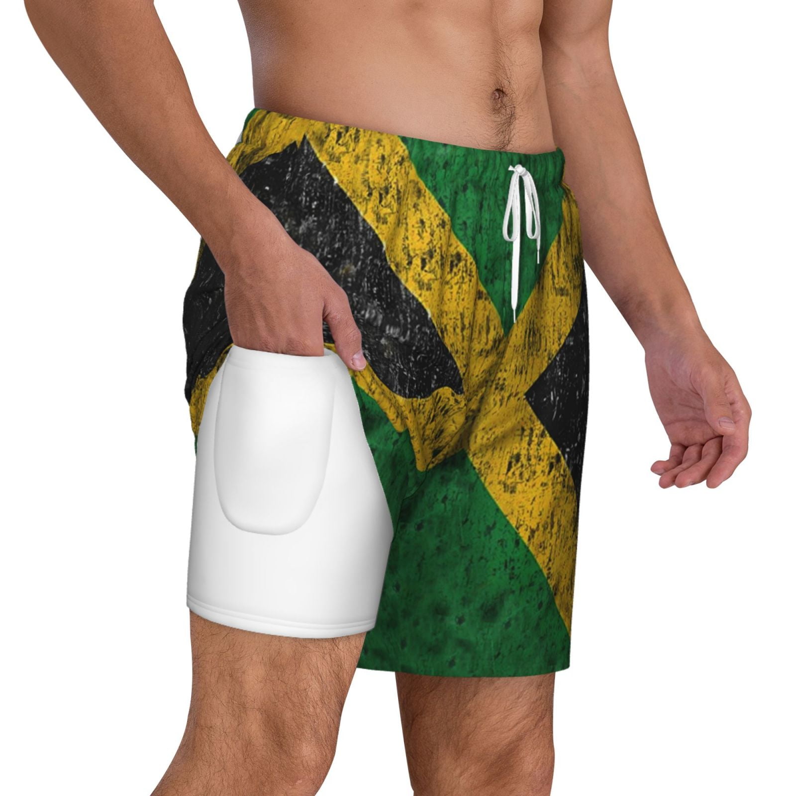 Men's Jamaica Flag Proud Jamaicans Swim Trunks with Compression Liner ...