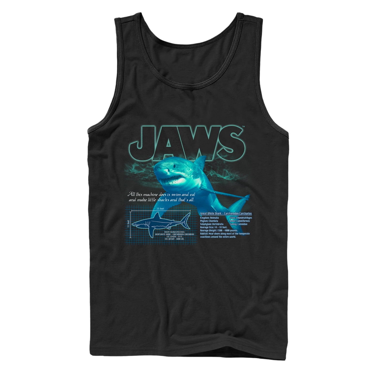 Men's Jaws Shark Blueprint Tank Top - Walmart.com