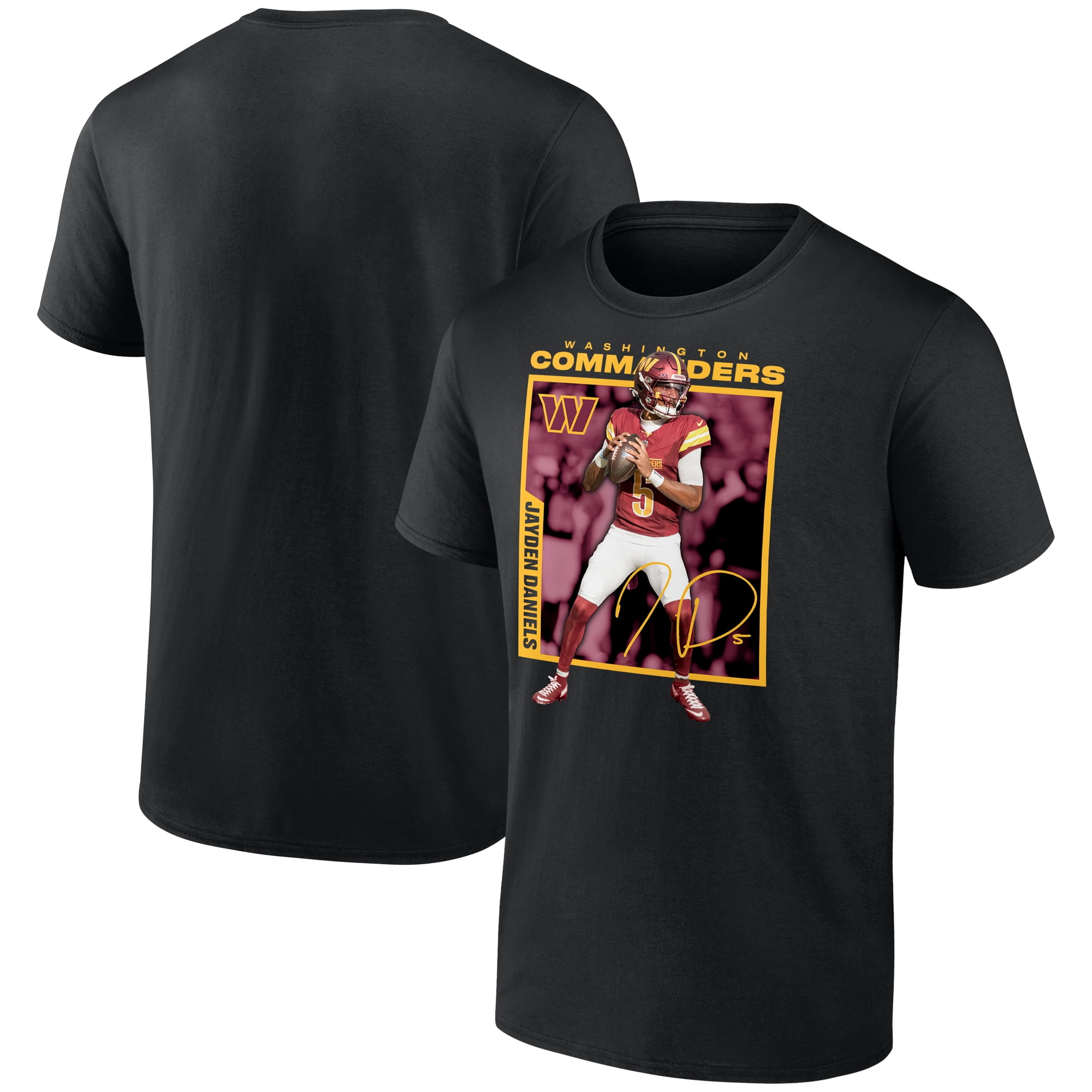 Men's Jayden Daniels Black Washington Commanders Player Frame T-Shirt ...