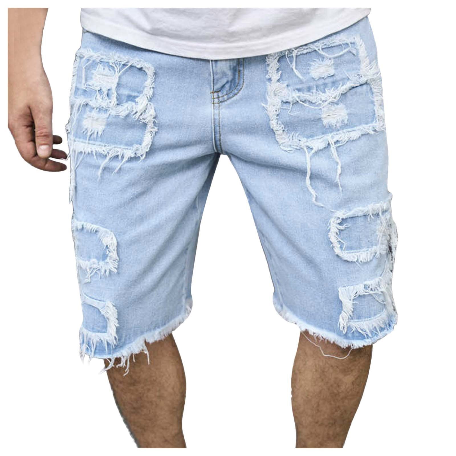 Men's Jeans Men's Breathable Ripped Stretch Personality Splash Ink ...