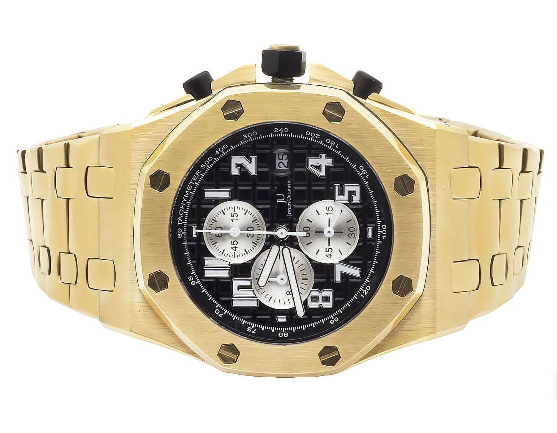 Men's Jewelry Unlimited Yellow Gold Solid Steel Black Dial AP Watch ...
