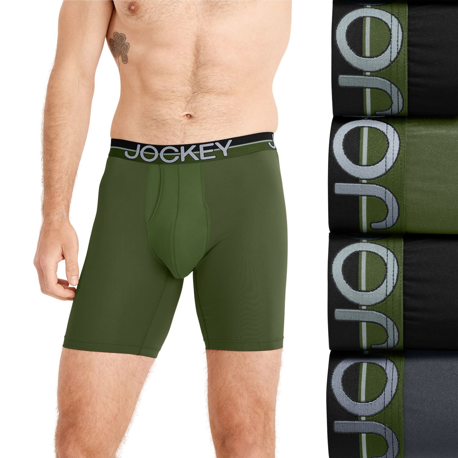 Men's Jockey® Infinite Cool Microfiber Stretch 8" Long Leg 3- Pack +1 ...