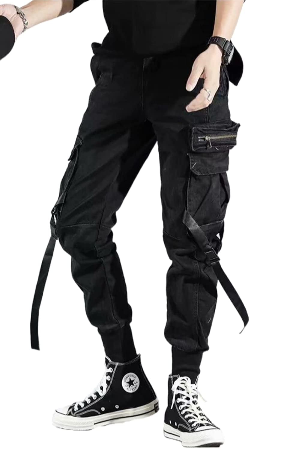 Mens Jogger Pants Punk Cargo Baggy Techwear Hip Hop Harem Pants