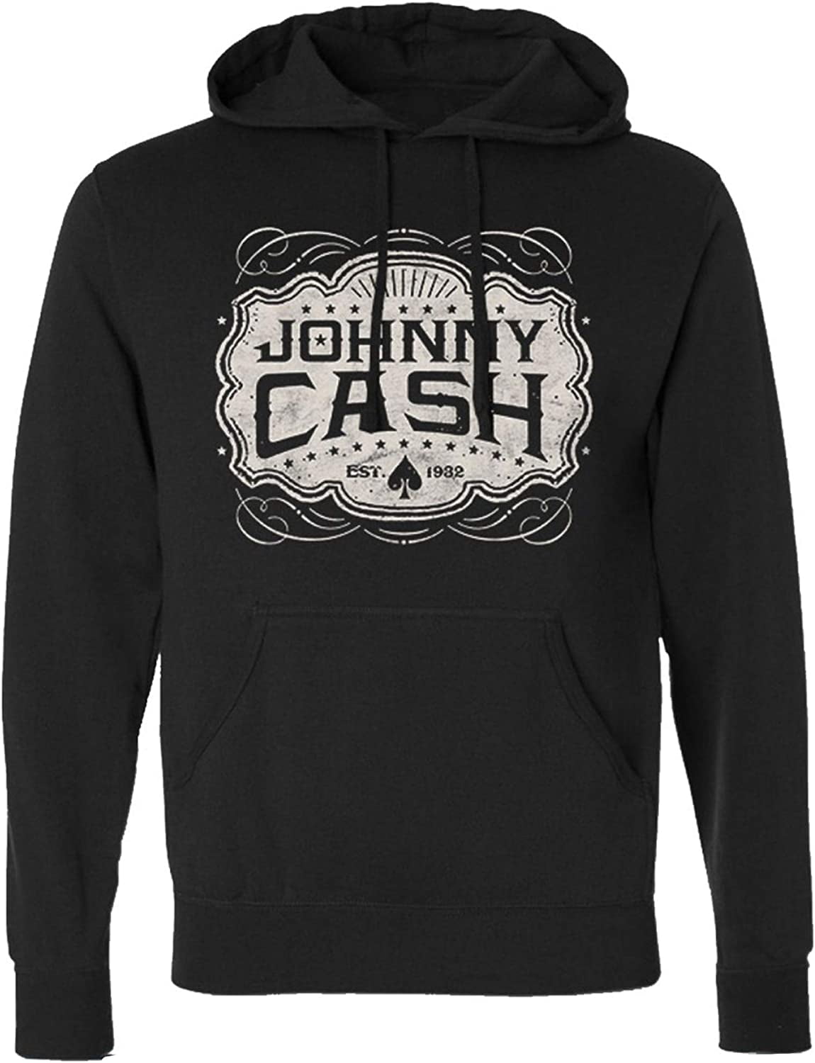 Men's Johnny Cash Cash Emblem Hoodie Hooded Sweatshirt X-Large Heather ...