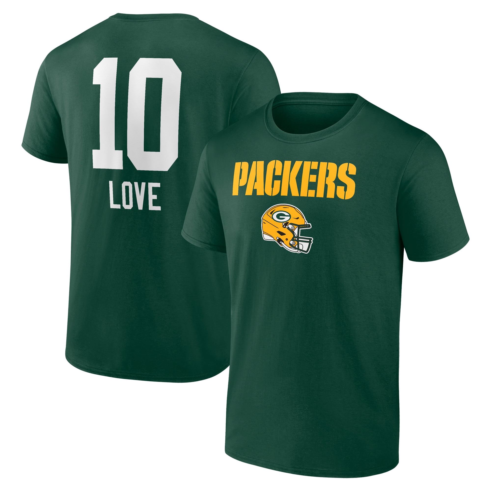 Men's Jordan Love Green Green Bay Packers Team Wordmark Name & Number T ...