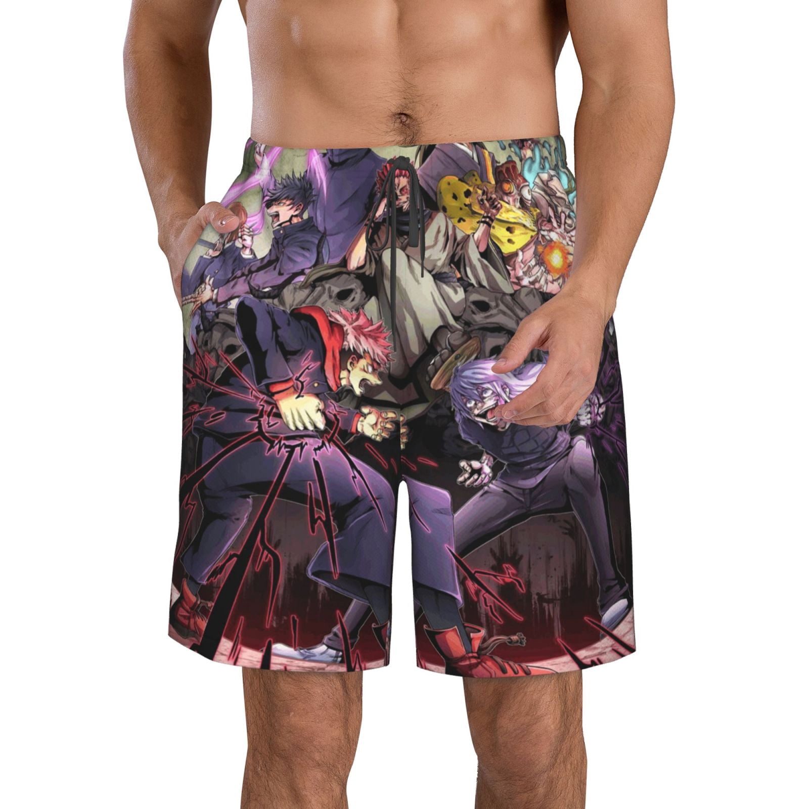 Men's Jujutsu Anime Kaise Swim Trunks Hawaiian Bathing Mesh Lining Suit ...