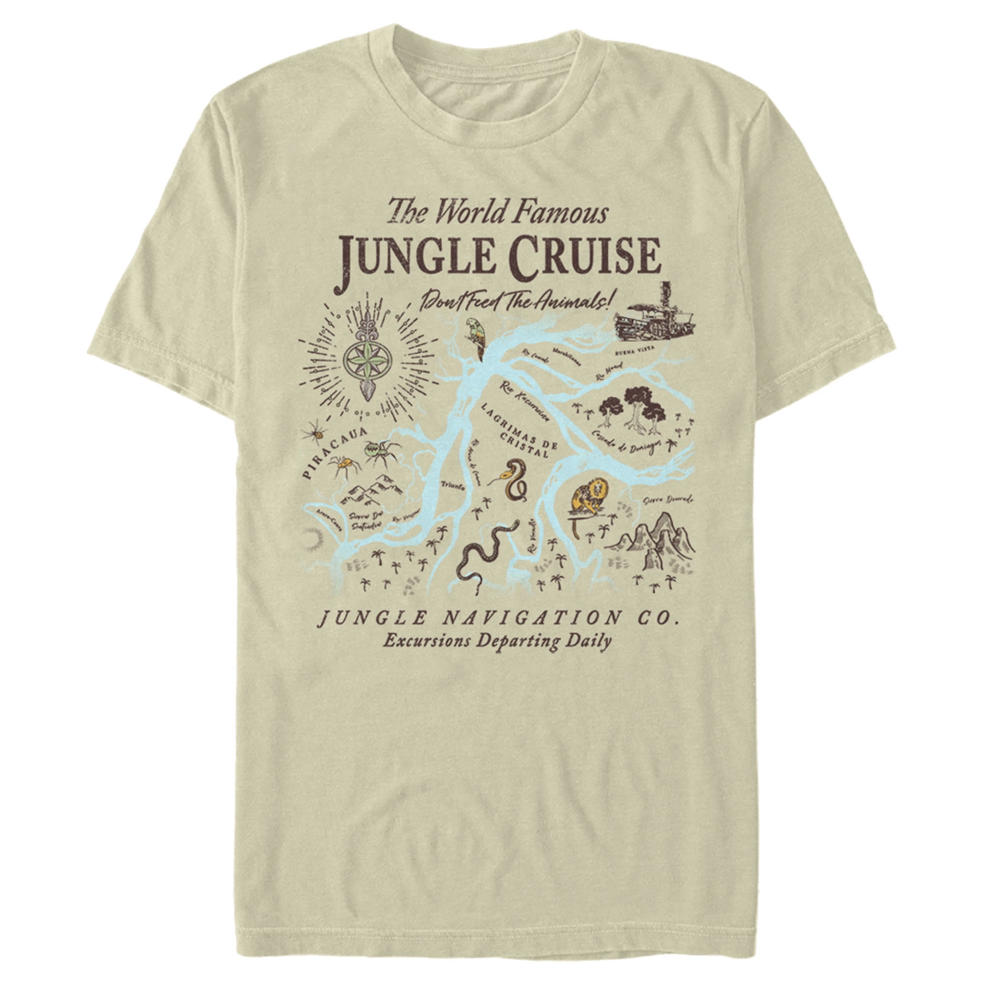 Men's Jungle Cruise Excursion Map Graphic Tee Beige Small - Walmart ...