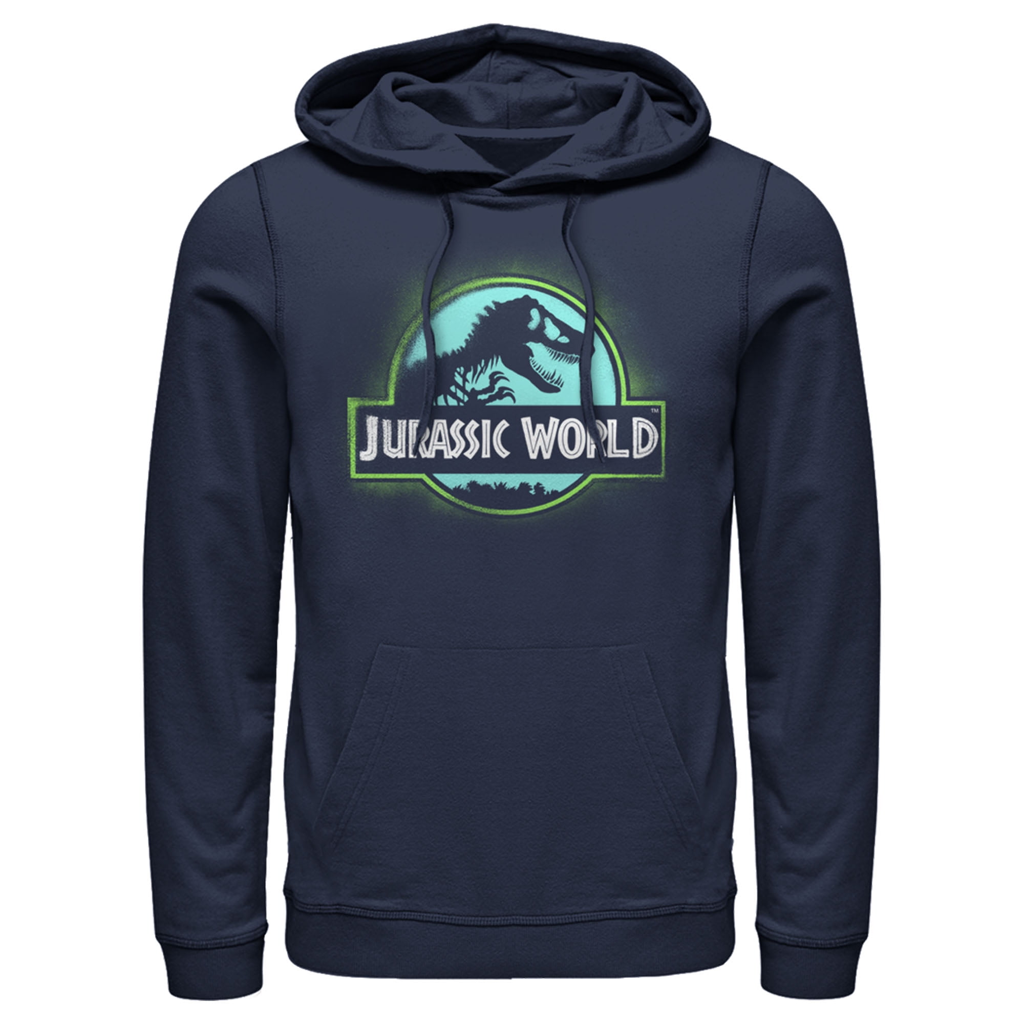 Men's Jurassic World T. Rex Spray Paint Logo Pull Over Hoodie Navy Blue ...